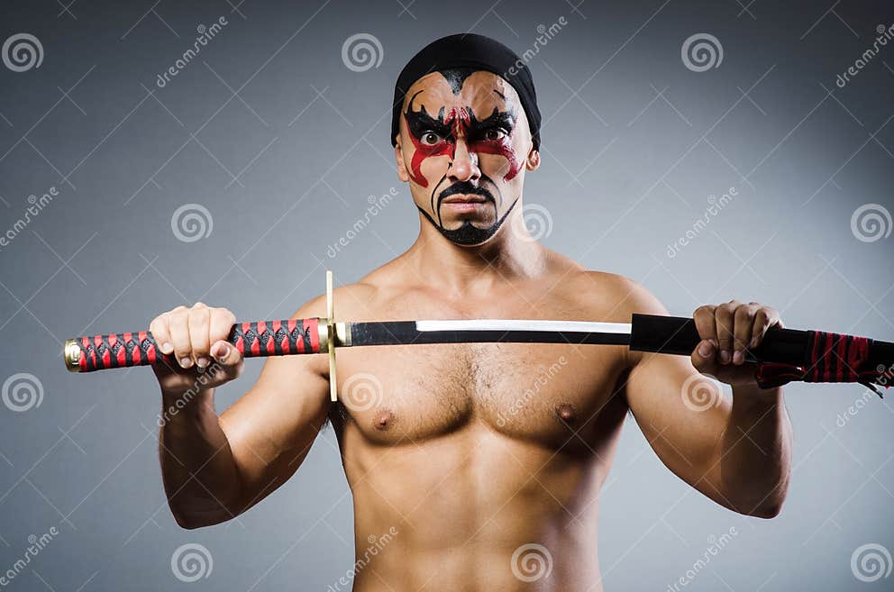 Man with sword stock image. Image of paint, fighter, martial - 33965113