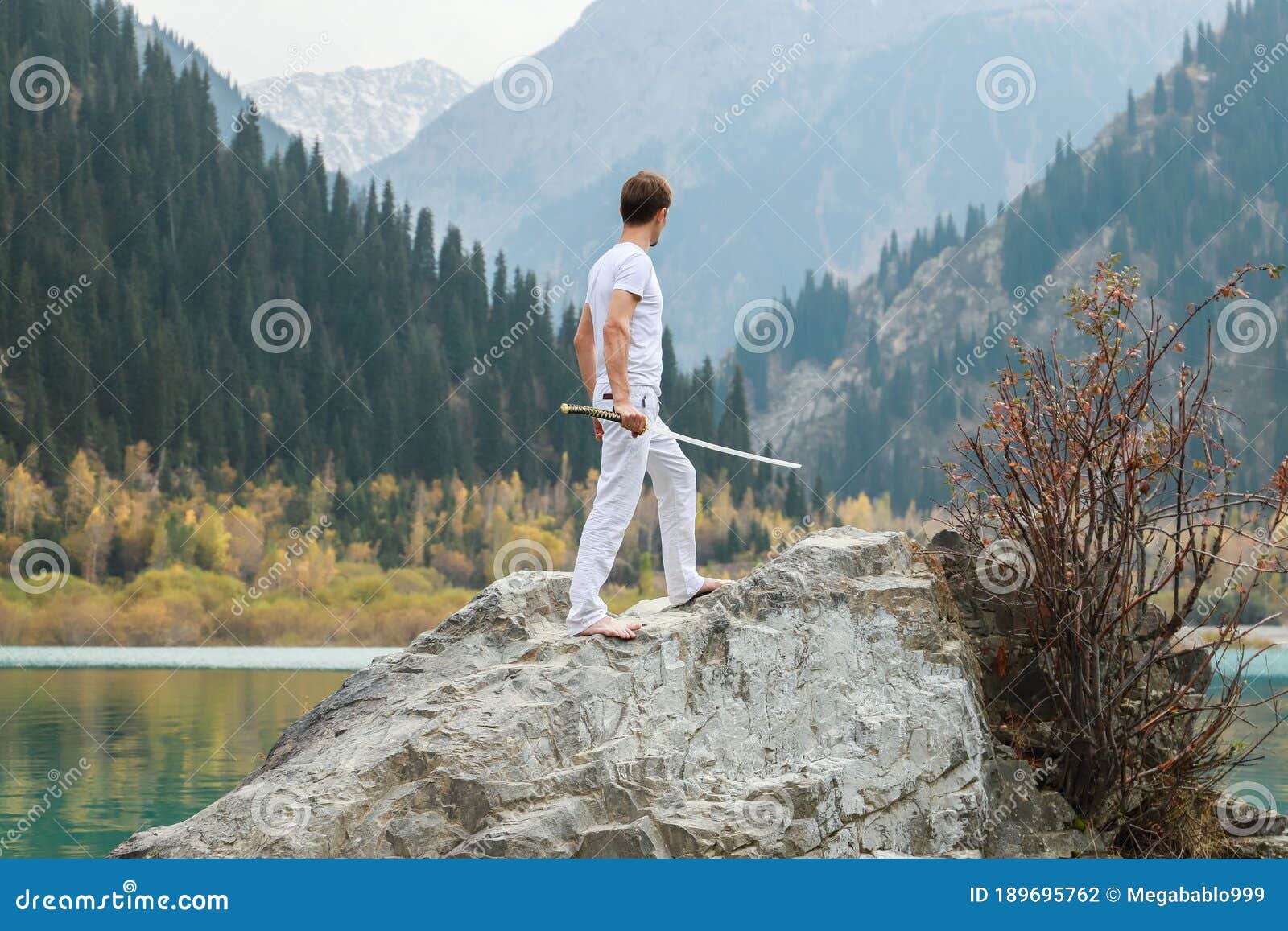 A Man with a Sword Goes on the Attack on the Enemy. the Emotional ...