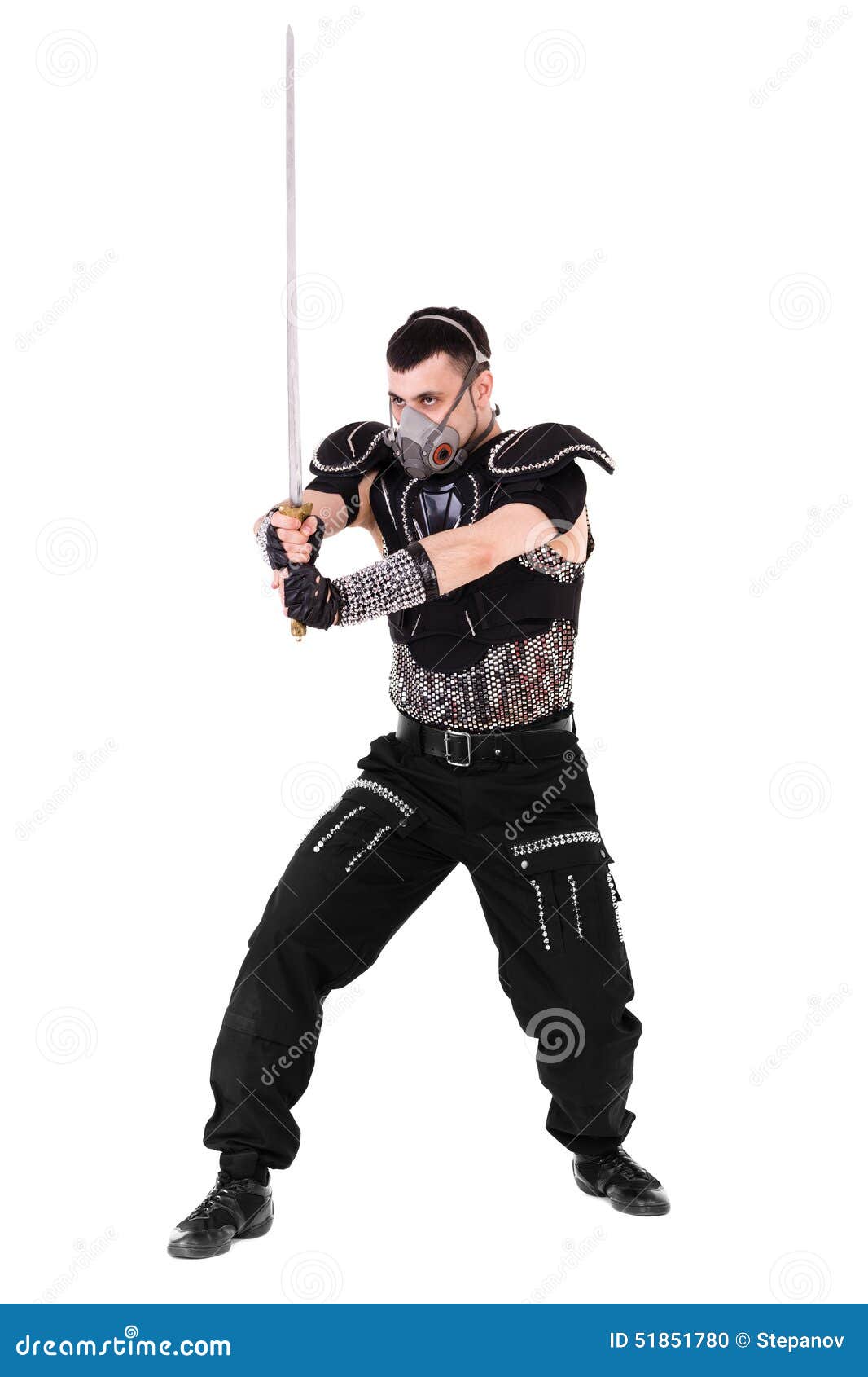 Man with Sword Isolated on White Stock Photo - Image of strength ...