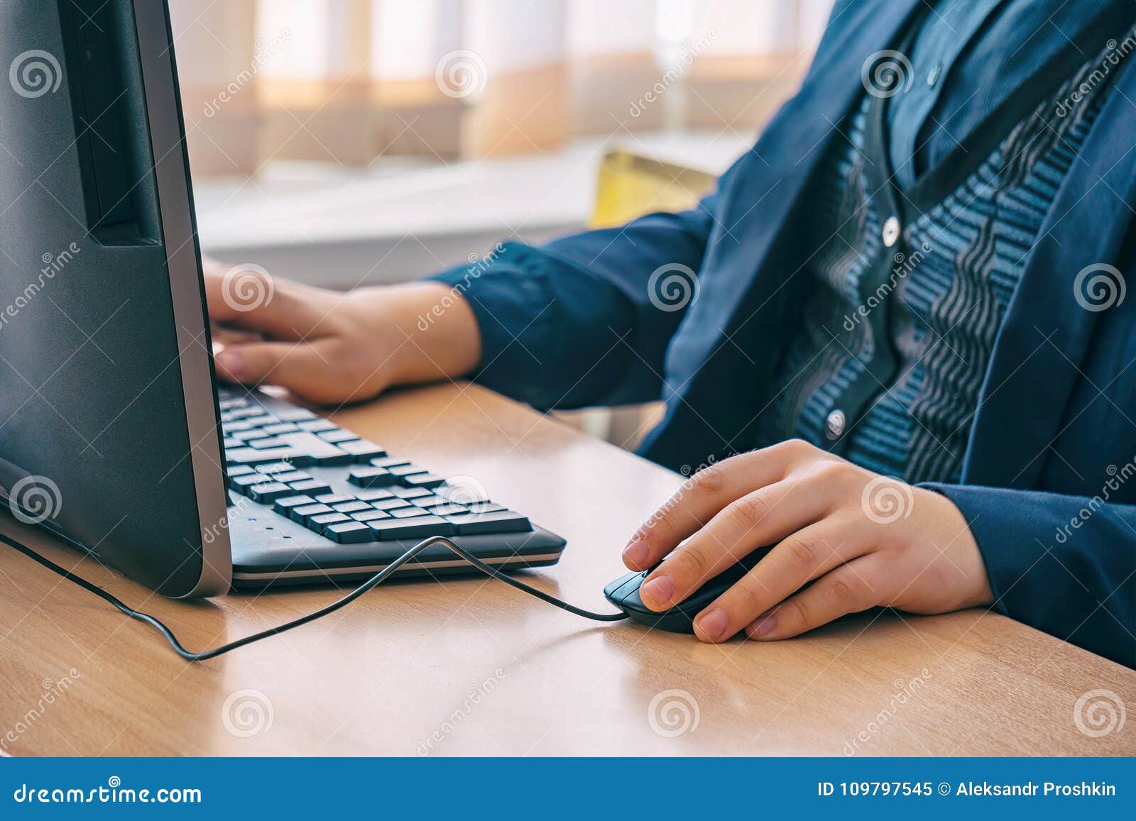 Man at the Table in Front of the Computer Stock Image - Image of future ...