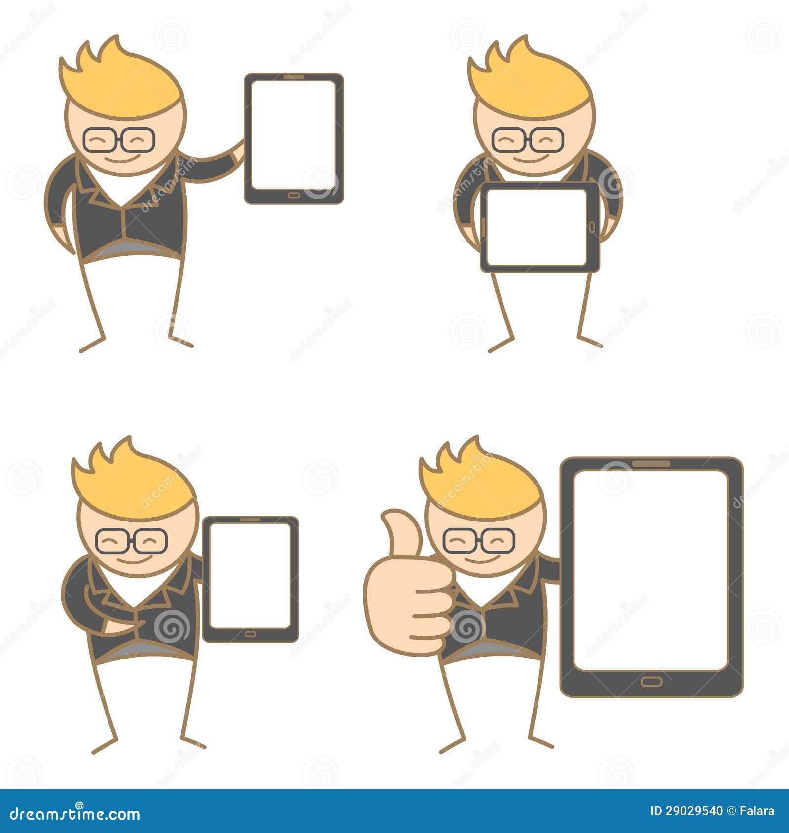 Man with tablet stock vector. Illustration of funny, professional ...