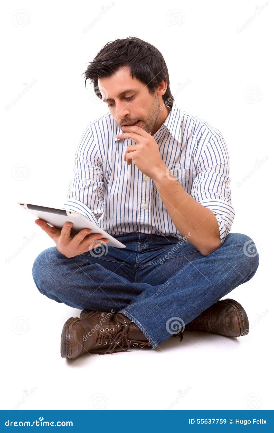 Man with tablet computer stock image. Image of person - 55637759