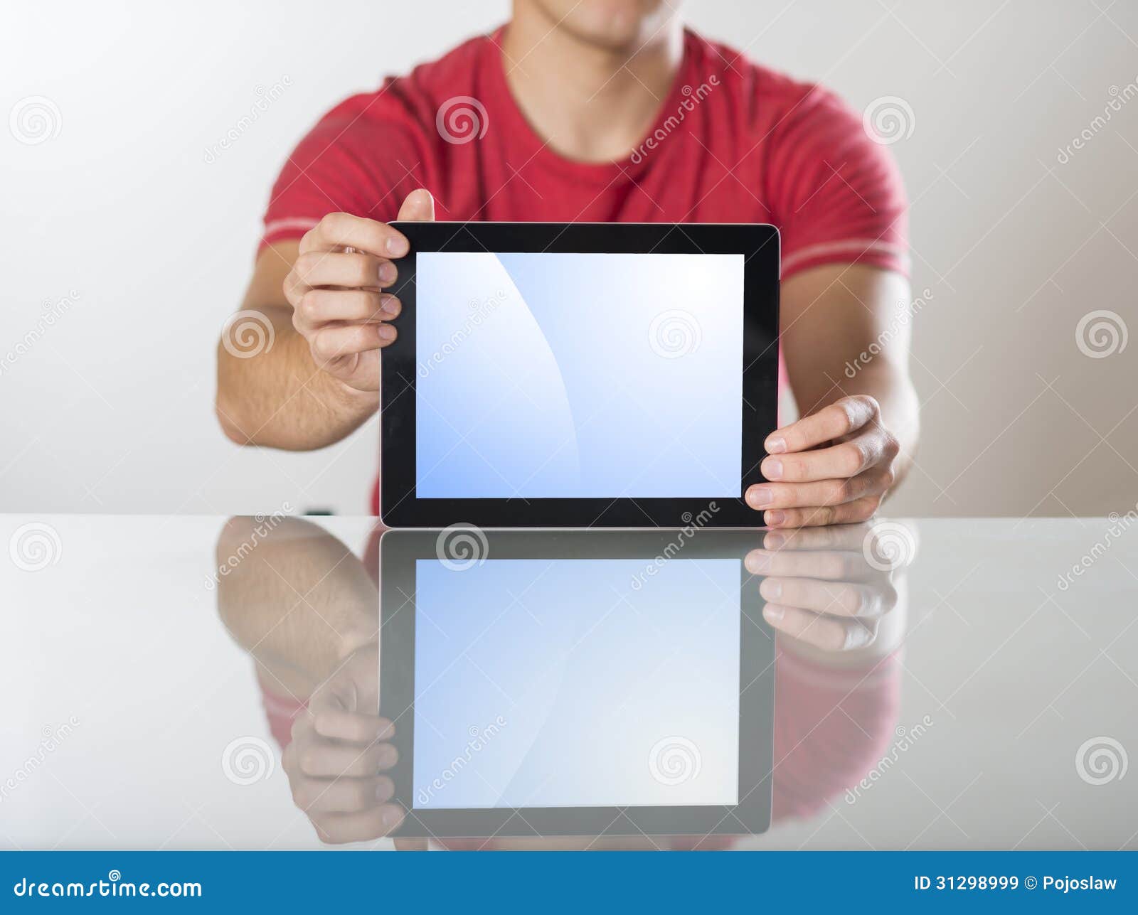 Man with tablet stock image. Image of mobile, tablet - 31298999