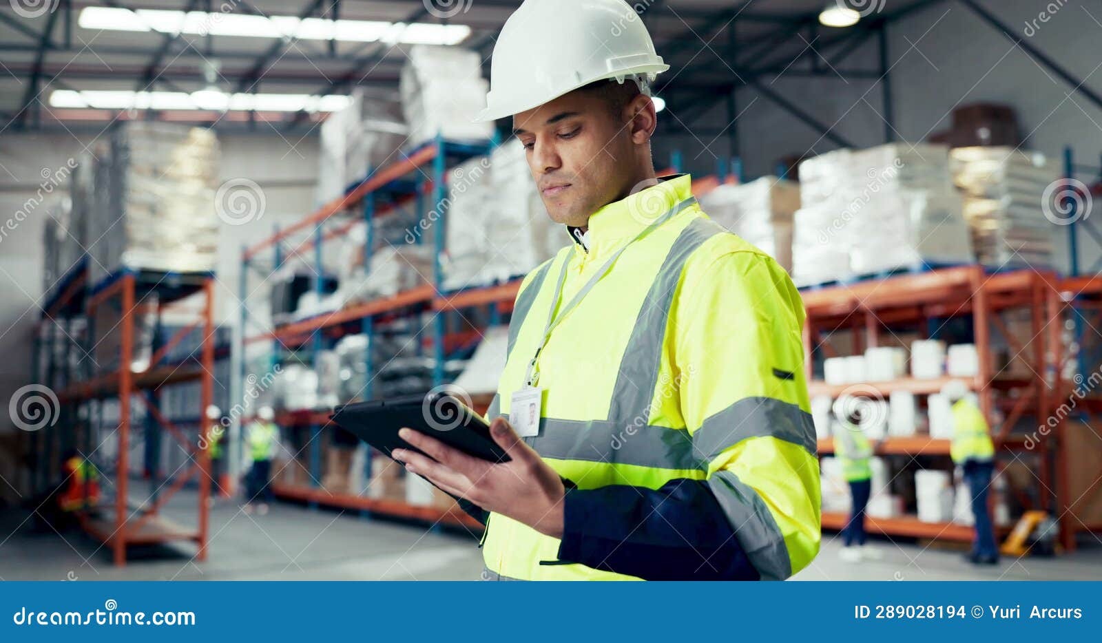 Man, Tablet and Logistics, Ecommerce or Warehouse for Stock Inventory ...