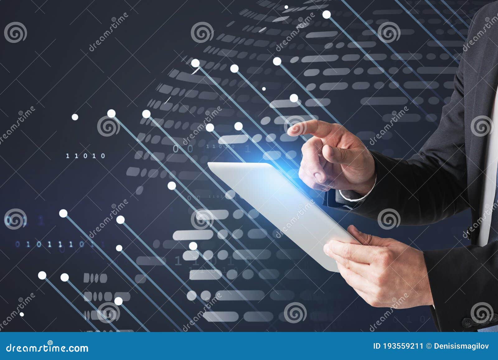 Man with Tablet, Network Interface Stock Image - Image of financial ...