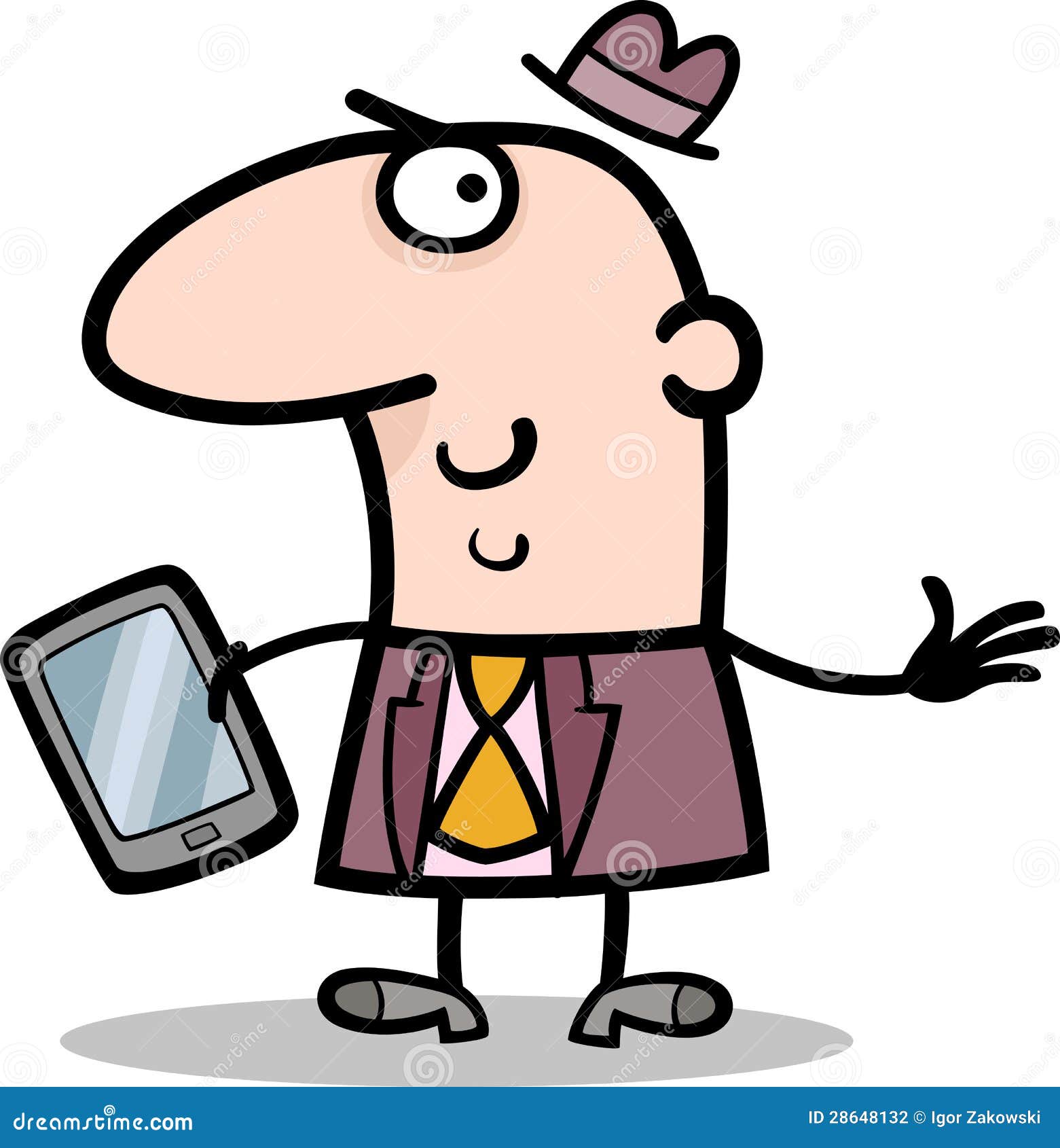 Man with Tablet Pc Cartoon Illustration Stock Vector - Illustration of ...