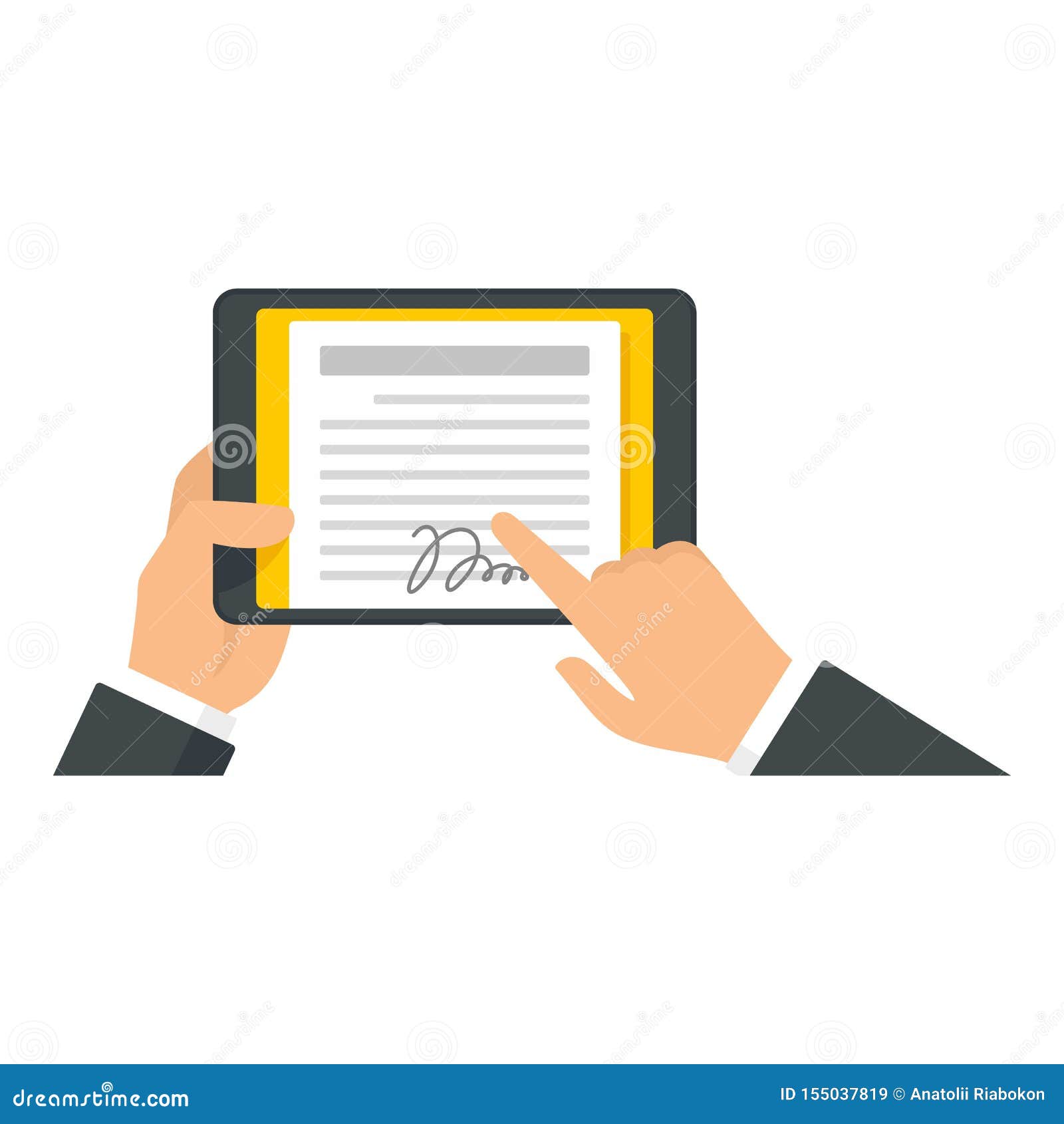 Man Tablet Signature Icon, Flat Style Stock Vector - Illustration of ...