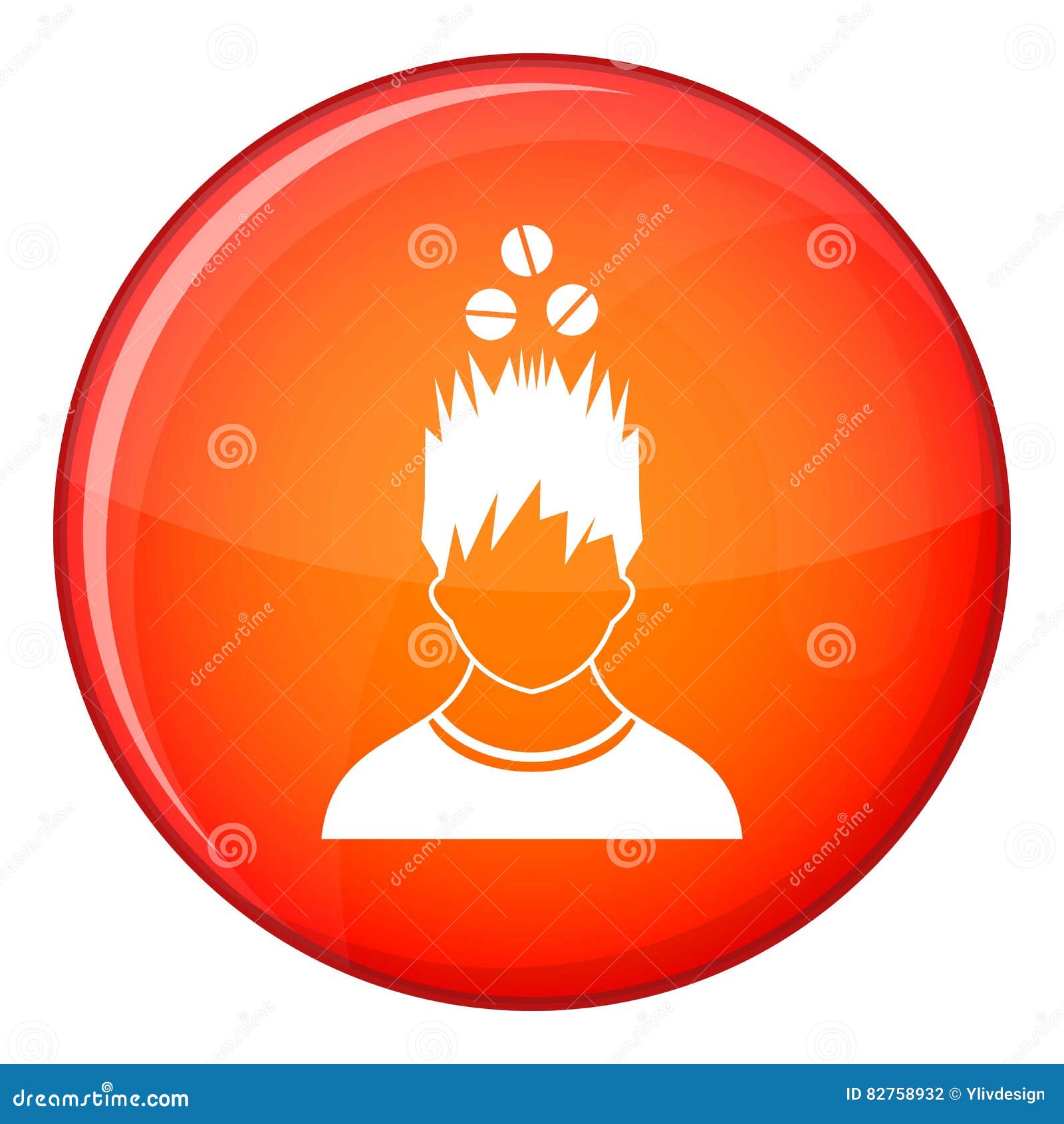 Man with Tablets Over Head Icon, Flat Style Stock Vector - Illustration ...