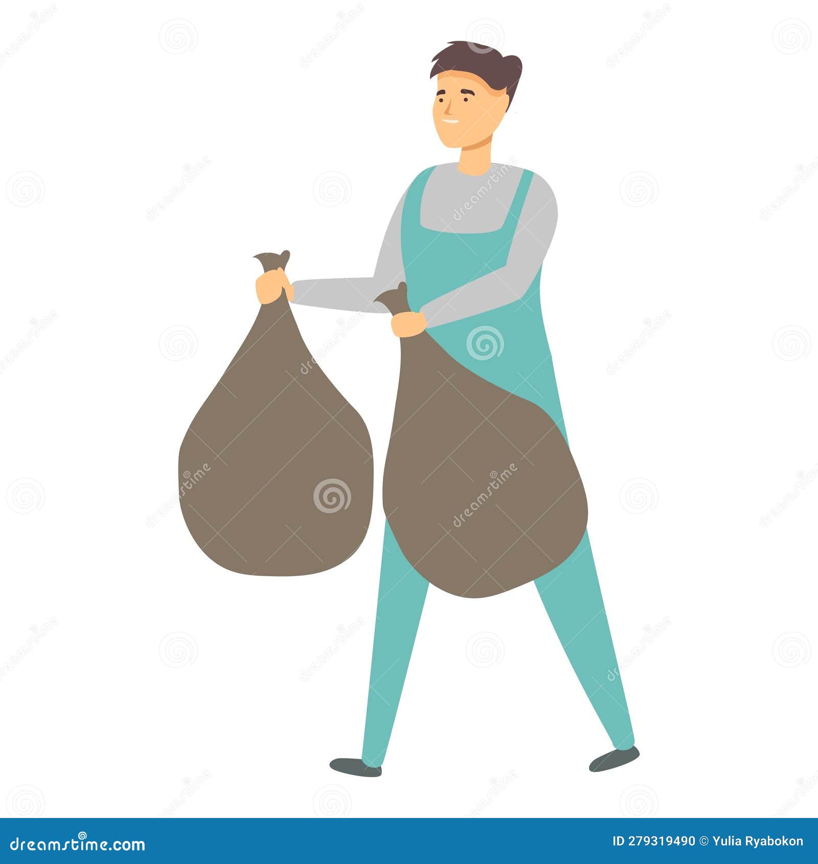 Man Take Home Garbage Icon Cartoon Vector. Work House Stock Vector ...