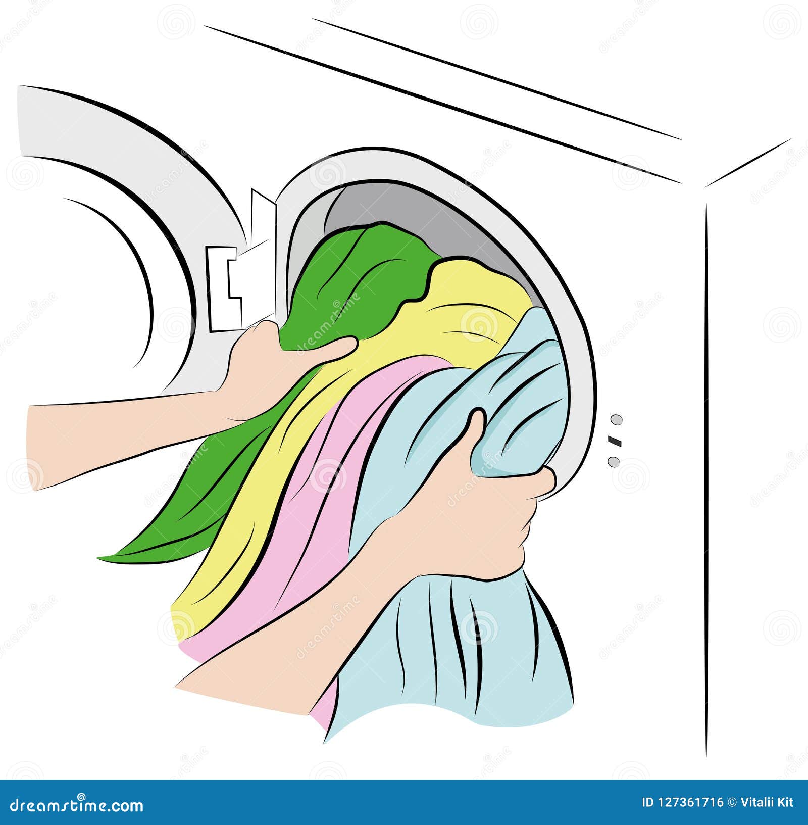 A Man Takes Out Laundry from a Washing Machine. Vector Illustration ... A Man Takes Out Laundry from a Washing Machine. Vector Illustration ...