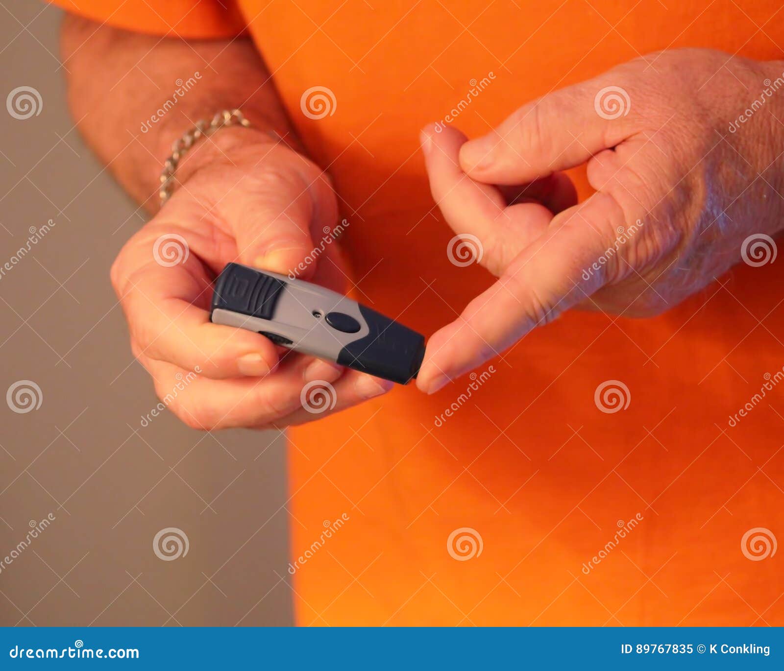 Man Taking Blood Sugar with Device Stock Image - Image of meter ...