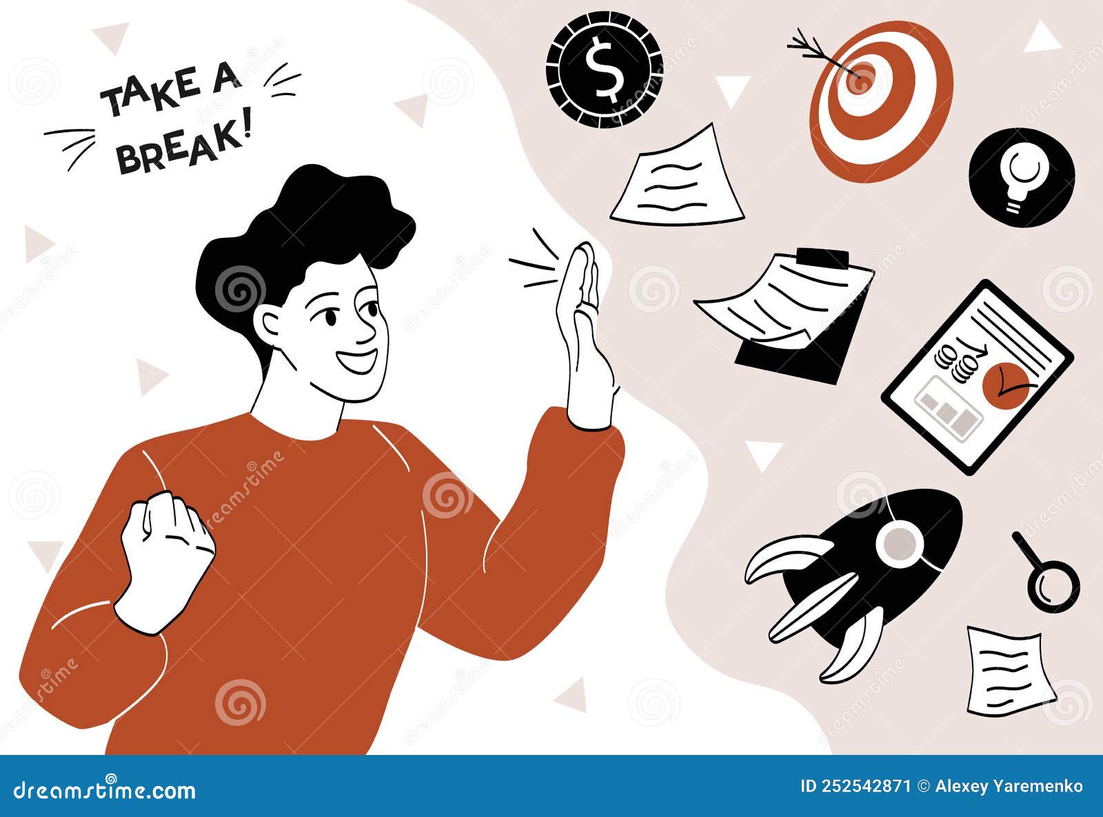 Man taking break stock vector. Illustration of interval - 252542871