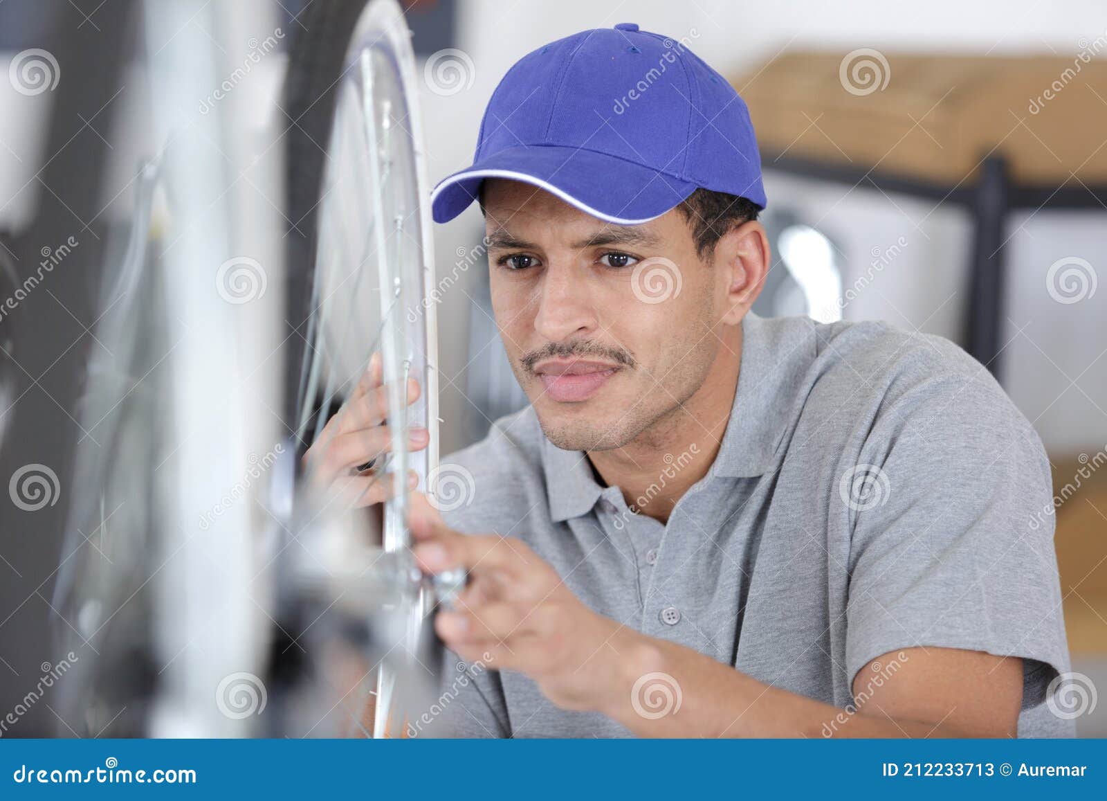 Man taking care bike stock image. Image of disc, small - 212233713