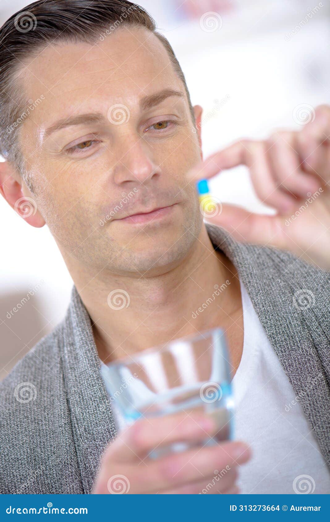 Man taking drugs stock photo. Image of lavage, adult - 313273664