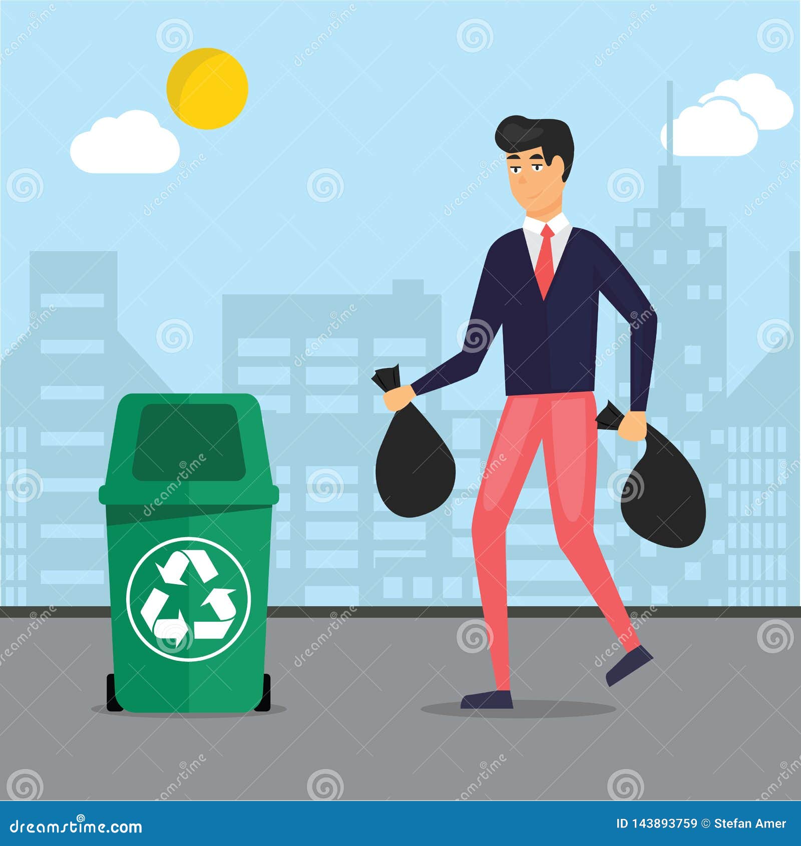 Garbage And Trash Cartoon Character. Landfill Vector Background ...