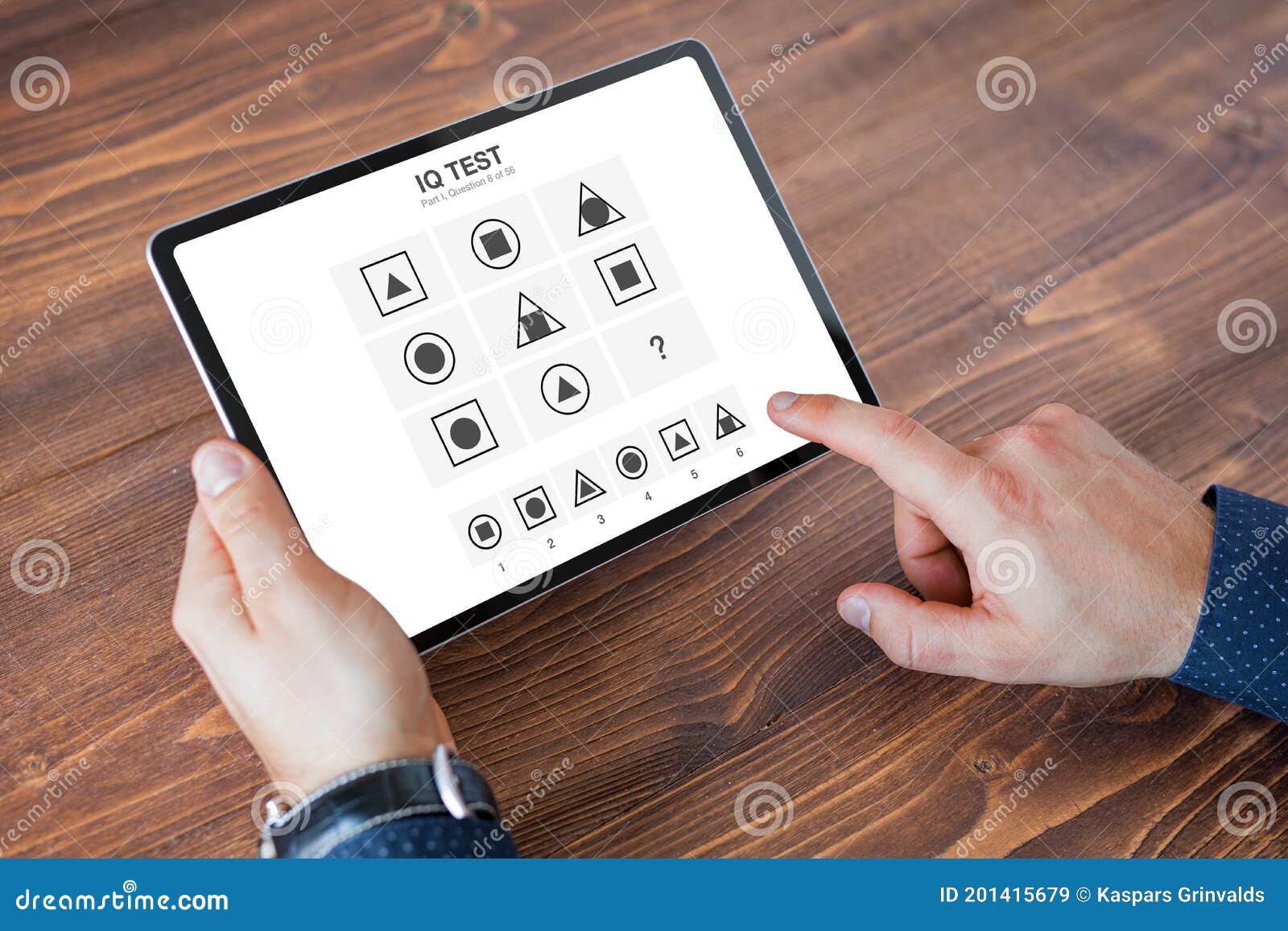 Man Taking IQ Test on Tablet Stock Image - Image of internet, game ...
