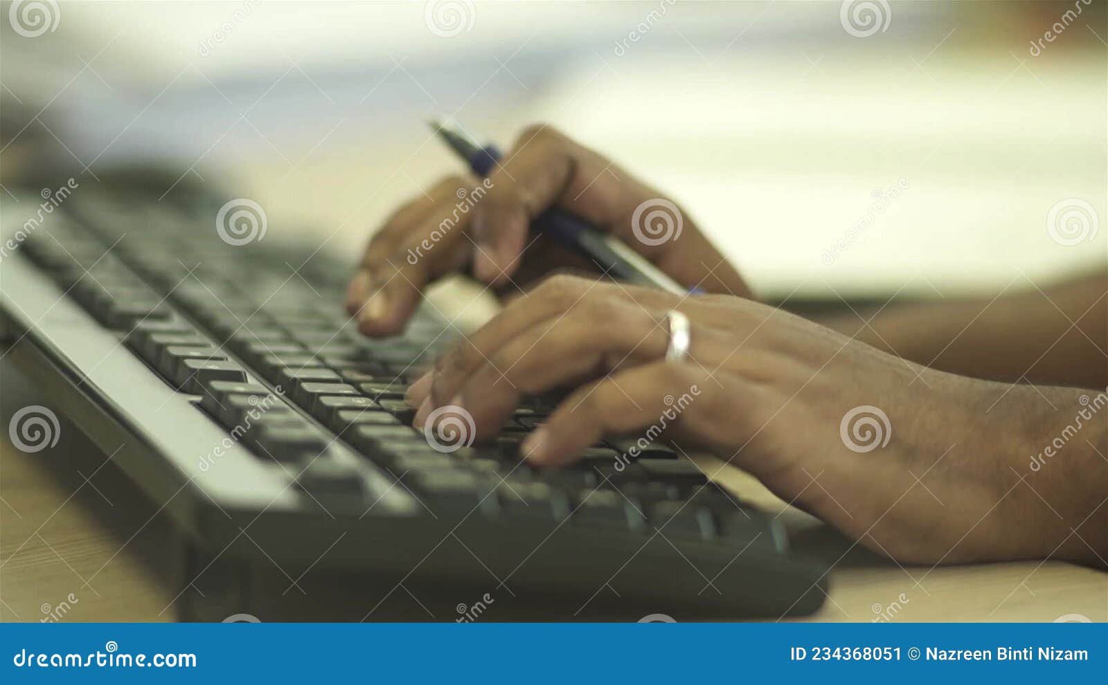 Man Taking Note and Typing on Keyboard - Close Up Stock Video - Video ...