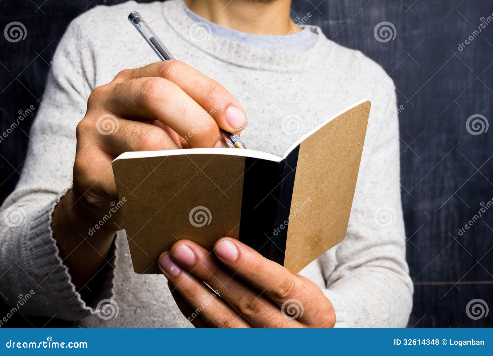 Man Taking Notes by Blackboard Stock Photo - Image of racial, idea ...