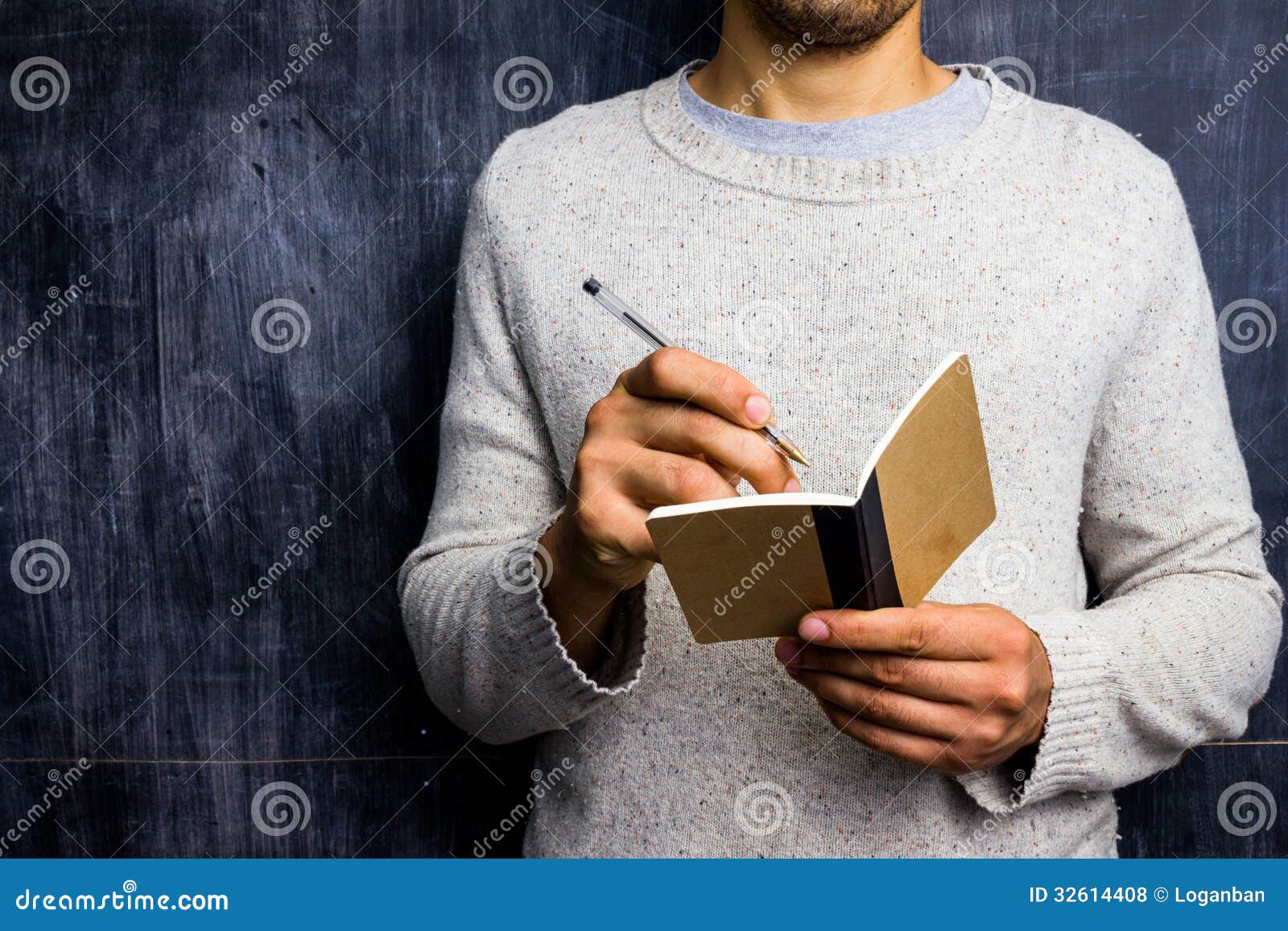 Man Taking Notes By Blackboard Royalty Free Stock Photos - Image: 32614408