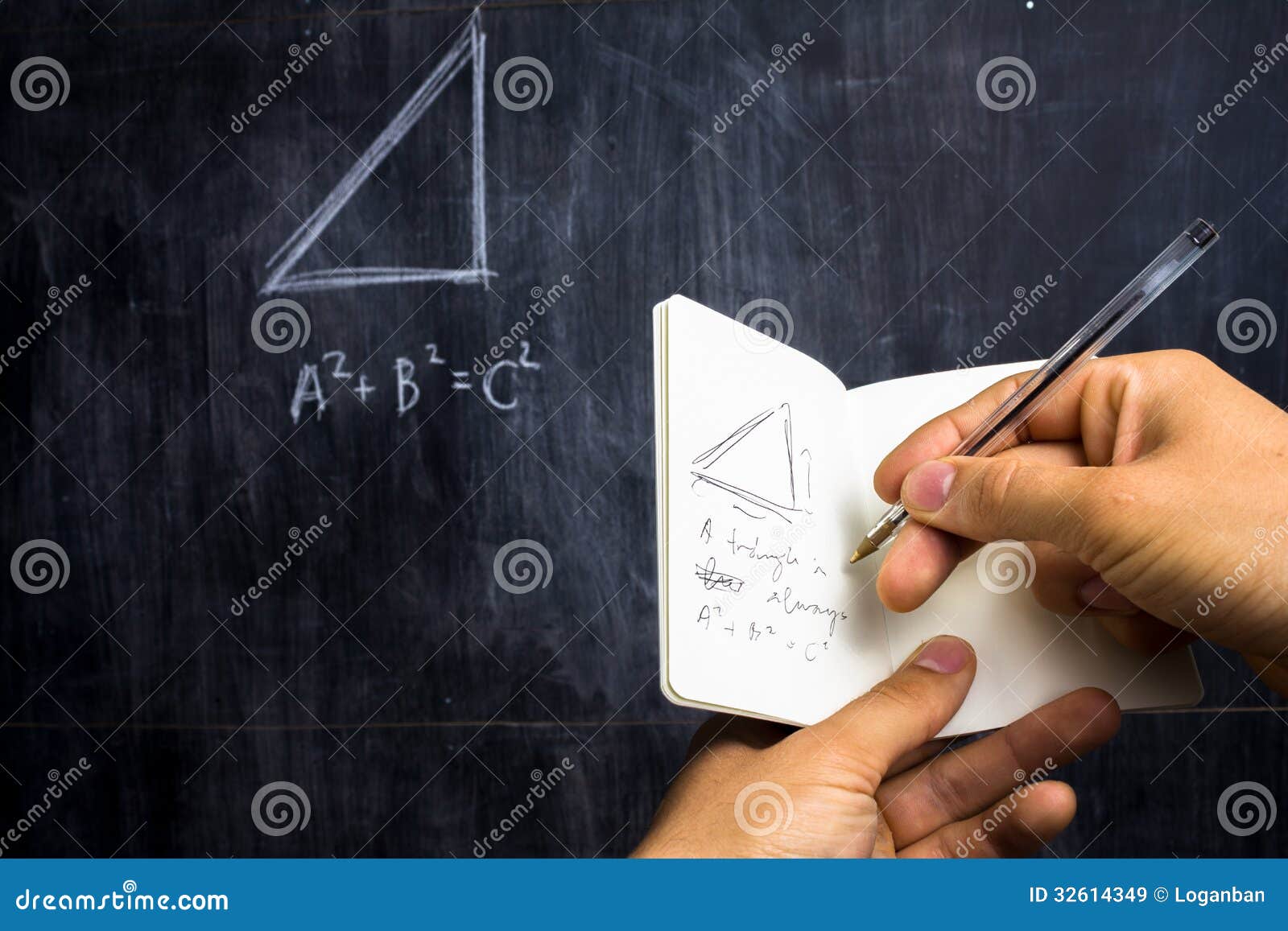 Man Taking Notes of Math Theorem on Blackboard Stock Image - Image of ...