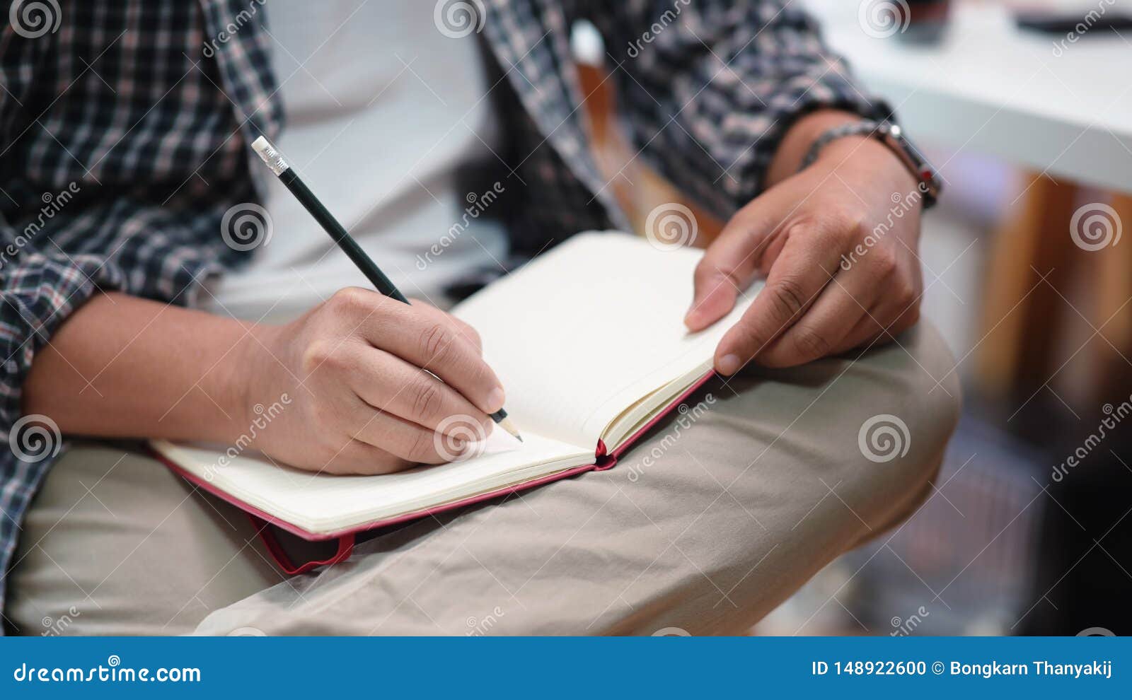 Close-up View of Man Taking Notes Stock Photo - Image of library ...