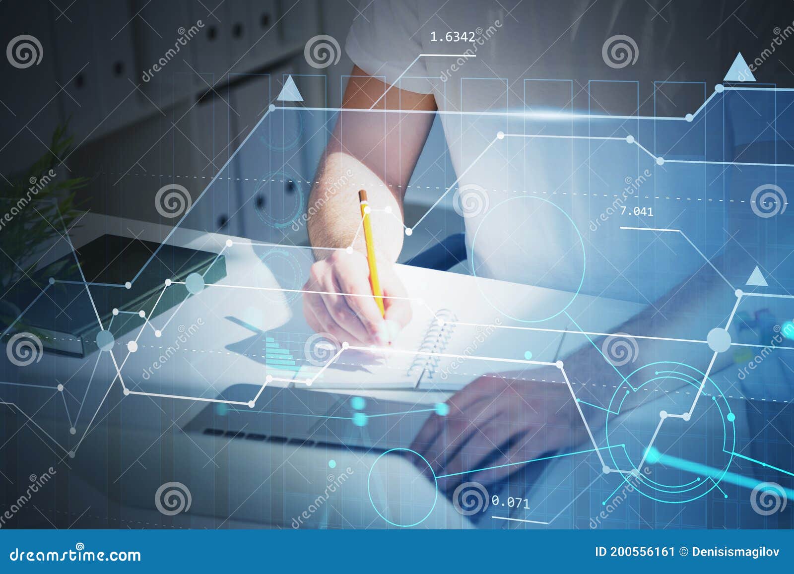 Man Taking Notes in Office and Graph Stock Image - Image of accounting ...
