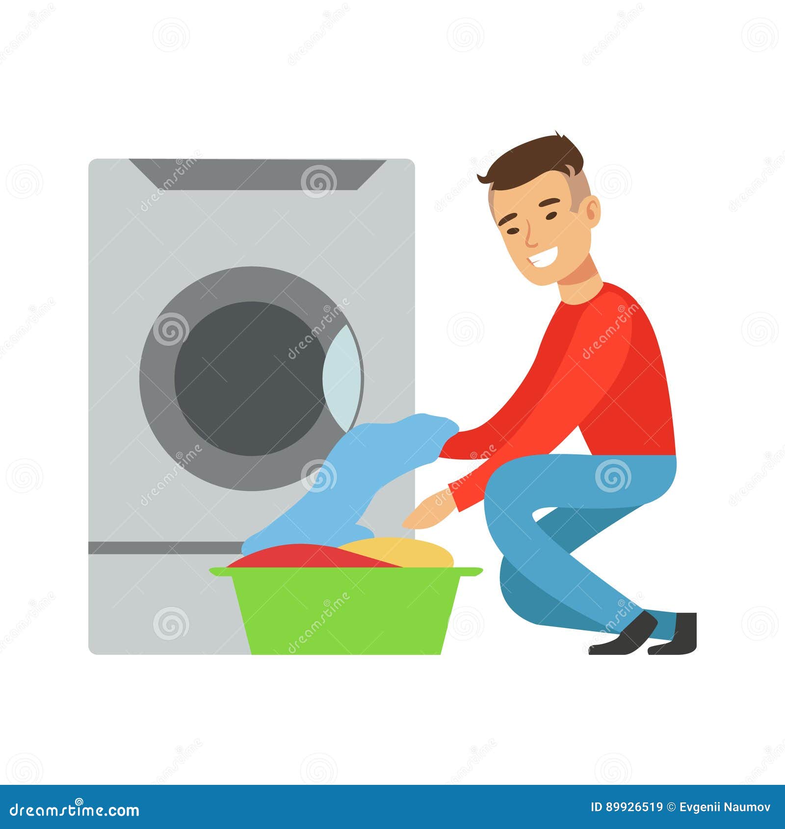 Man Taking Out Clean Laundry, Part of People Using Automatic Self ...