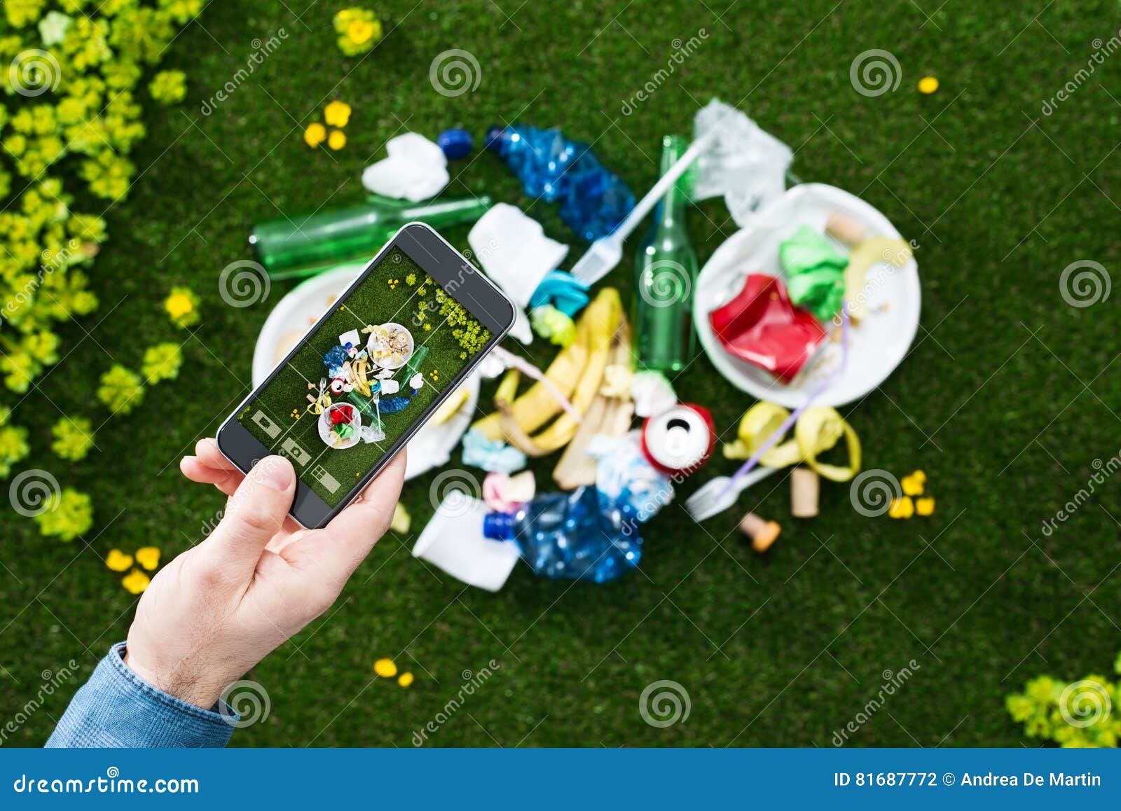 Man Taking a Picture of Garbage Stock Photo - Image of ecology, litter ...