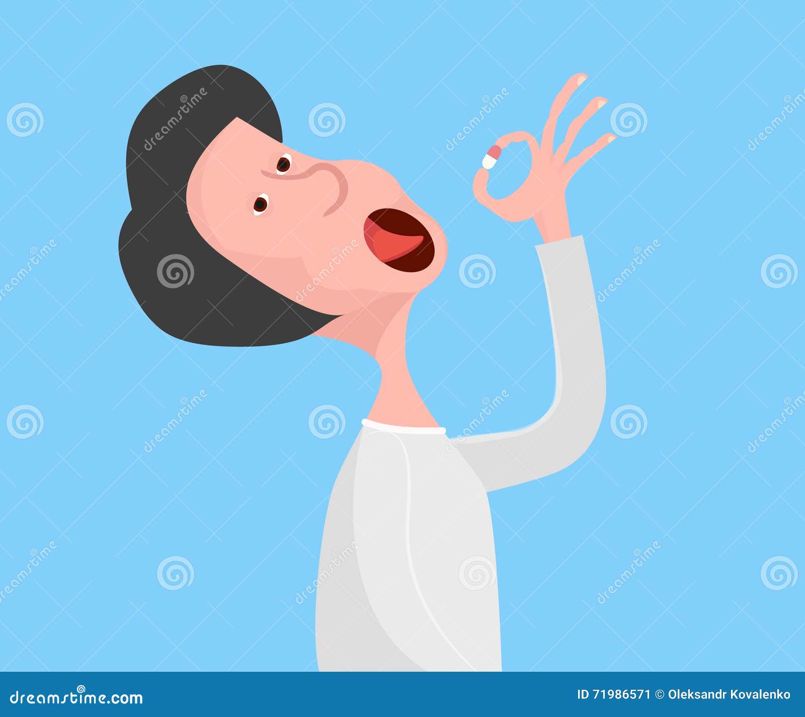 Man Taking Pill Illustration. Cartoon Vector | CartoonDealer.com #71986571