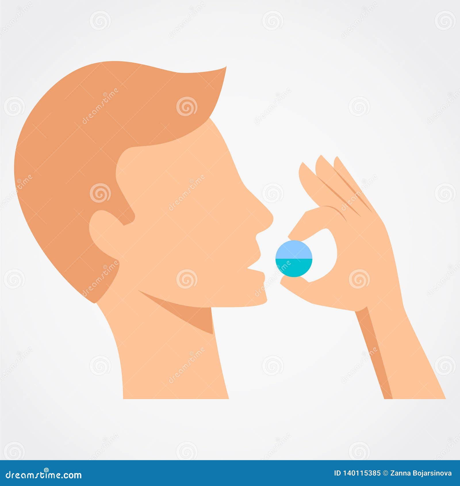 Man Taking Pill Illustration. Cartoon Vector | CartoonDealer.com #71986571