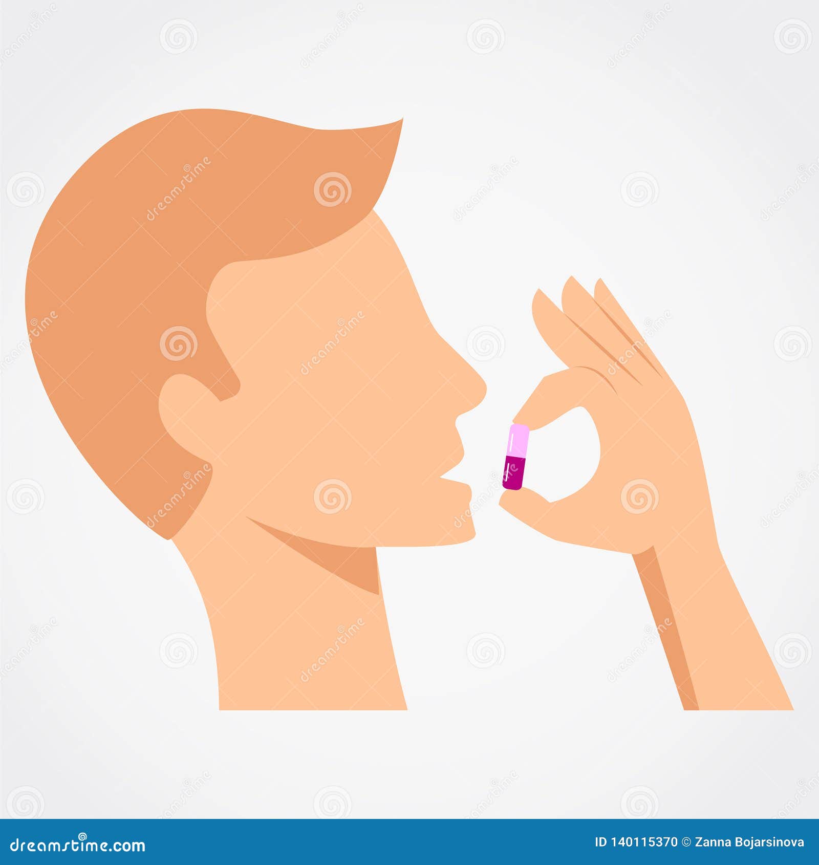 Man Taking Pill Illustration. Cartoon Vector | CartoonDealer.com #71986571