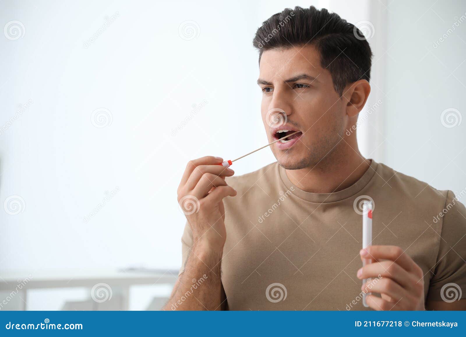 Man Taking Sample for DNA Test Indoors Stock Photo - Image of expertise ...