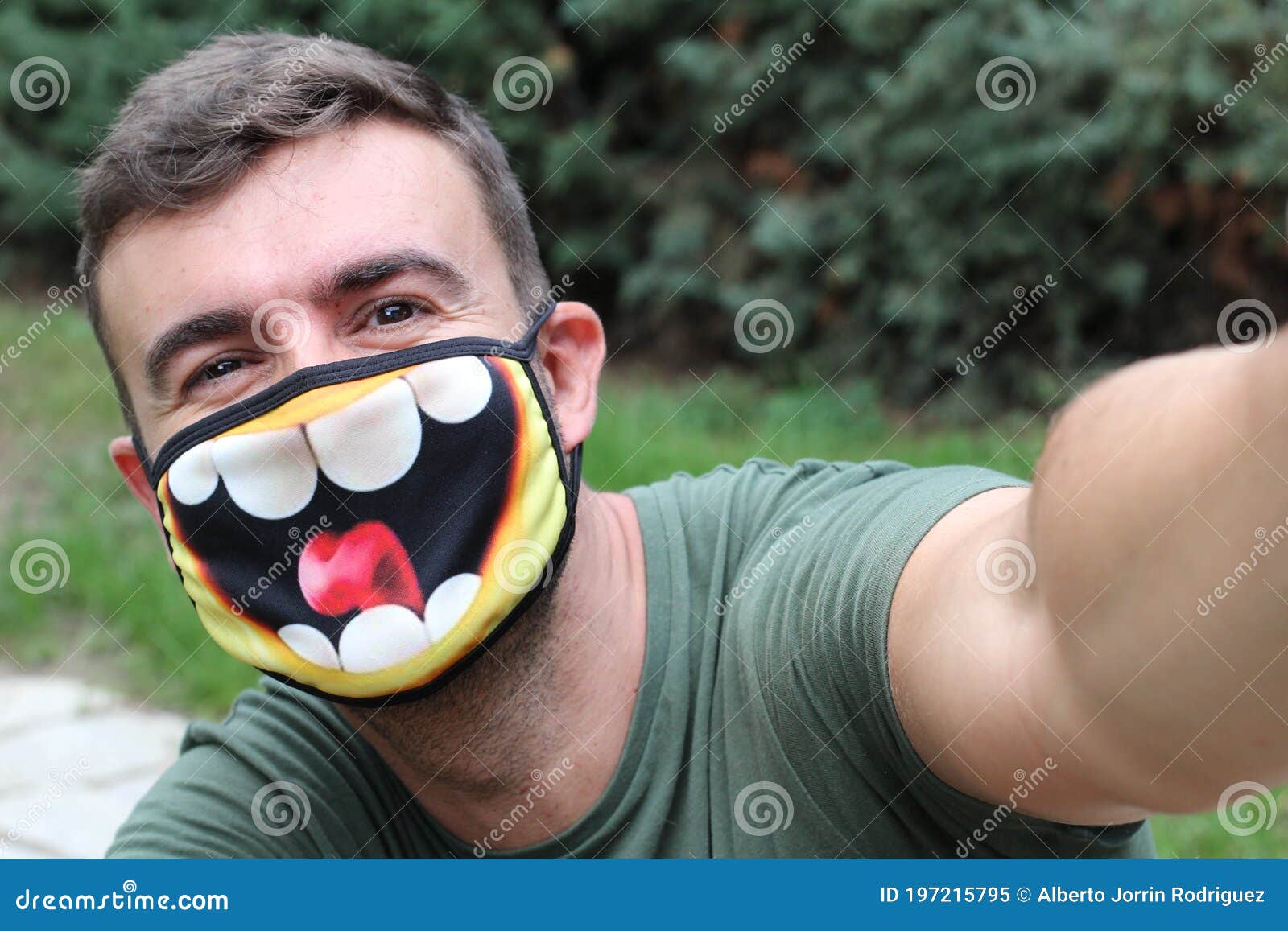 Man Taking a Selfie with Fun PPE Stock Image - Image of infection ...