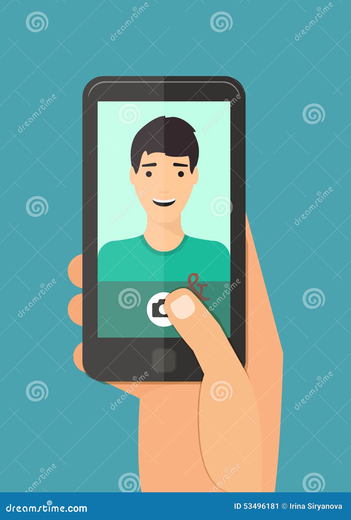 Man taking selfie. stock illustration. Illustration of graphic - 53496181