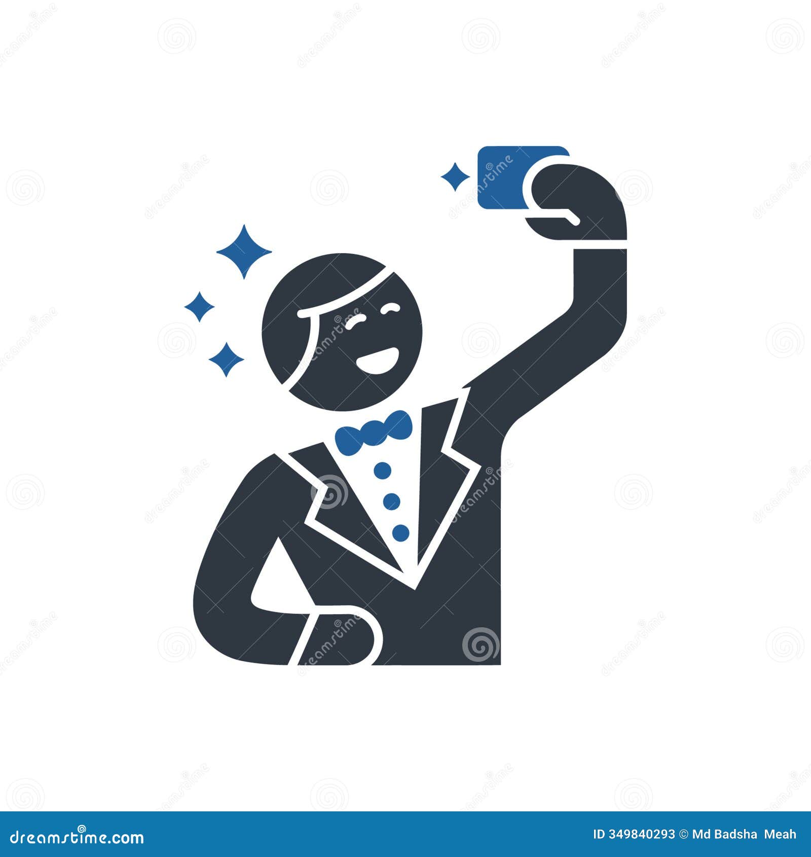 Man Taking Selfie Icon stock vector. Illustration of smile - 349840293