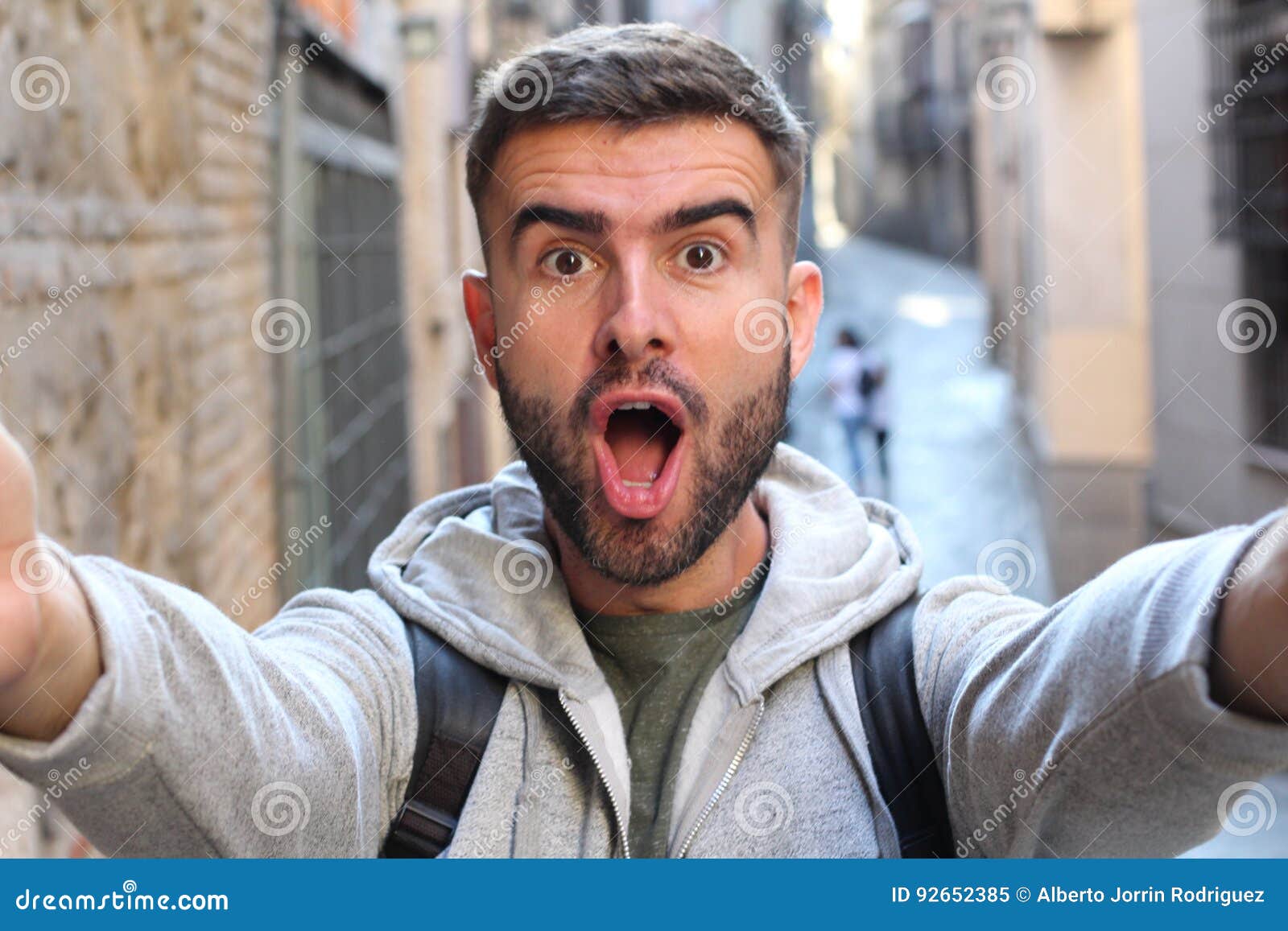 Man Taking a Selfie Showing Surprise Stock Image - Image of fear ...