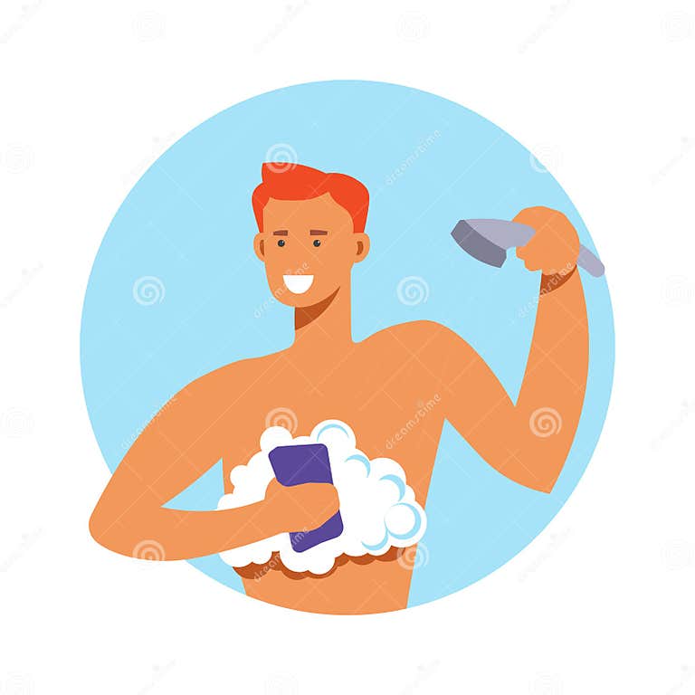 Morning Shower Man Washing Body Stock Vector Illustration Of