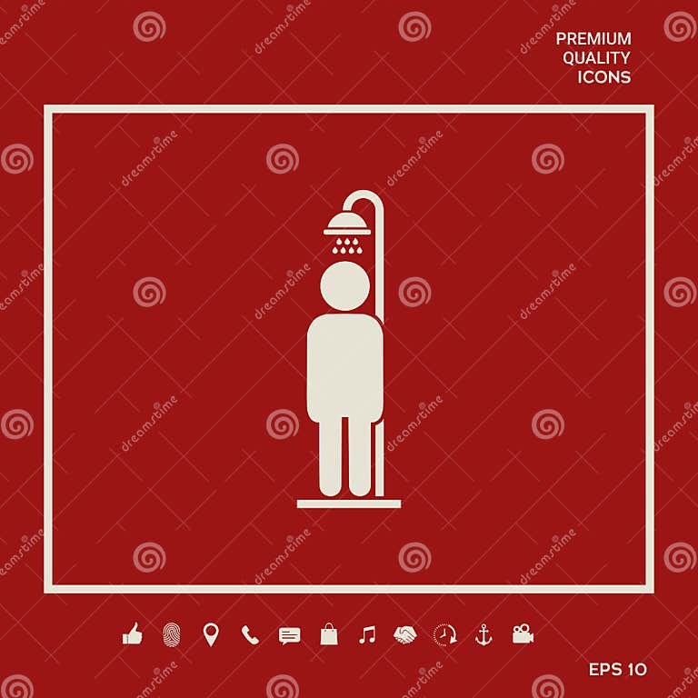 Man Taking a Shower. Graphic Elements for Your Design Stock Vector ...