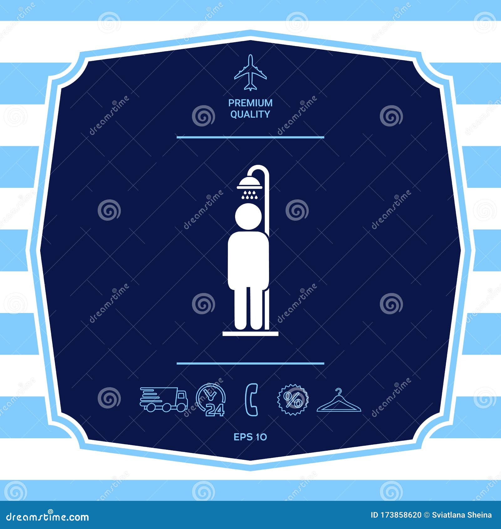 Man Taking a Shower. Graphic Elements for Your Design Stock Vector ...