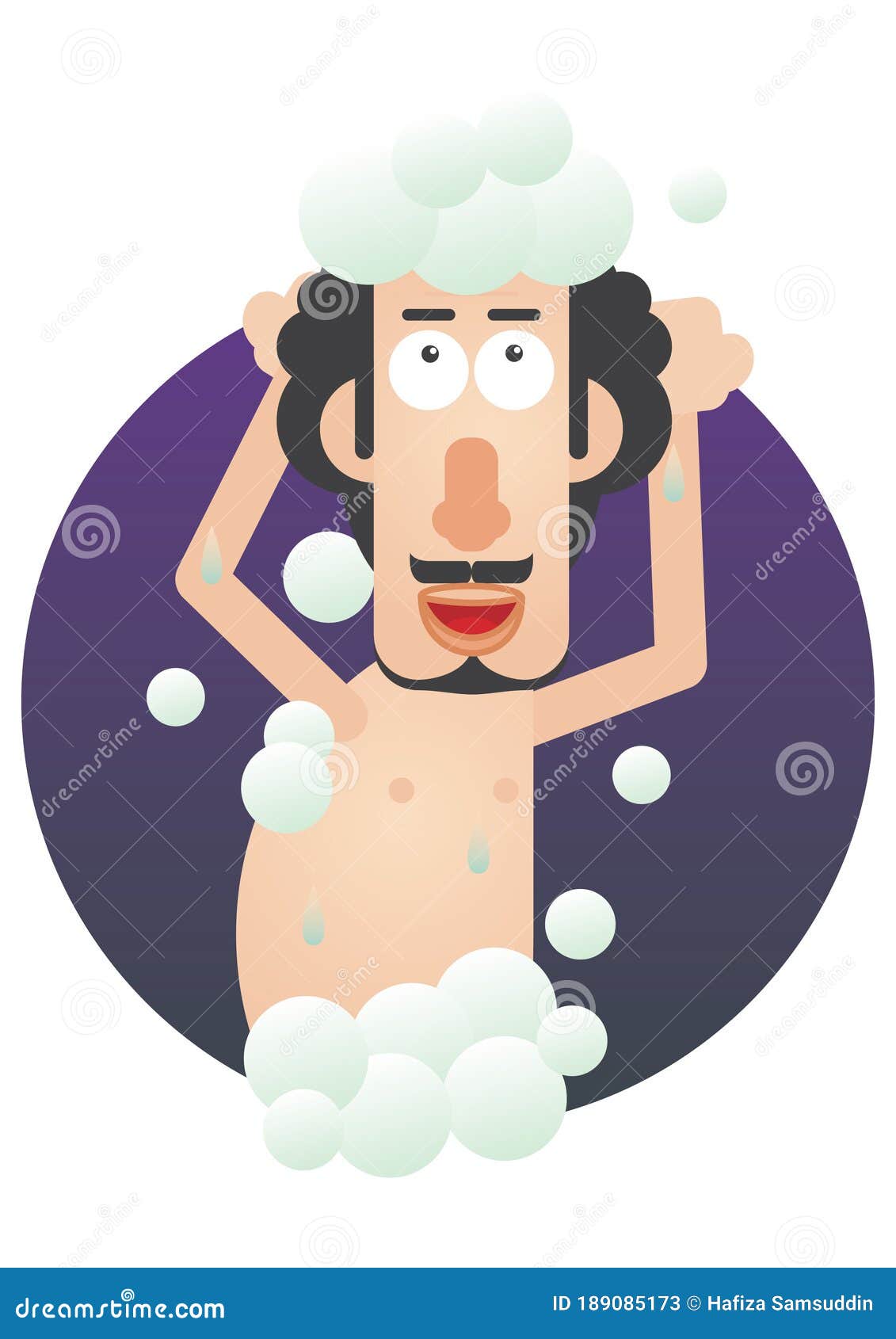 Man Taking A Shower Vector Illustration Decorative Design Stock Vector