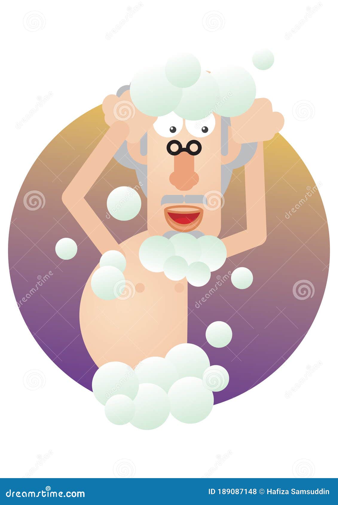 Man Taking A Shower Vector Illustration Decorative Design Stock Vector