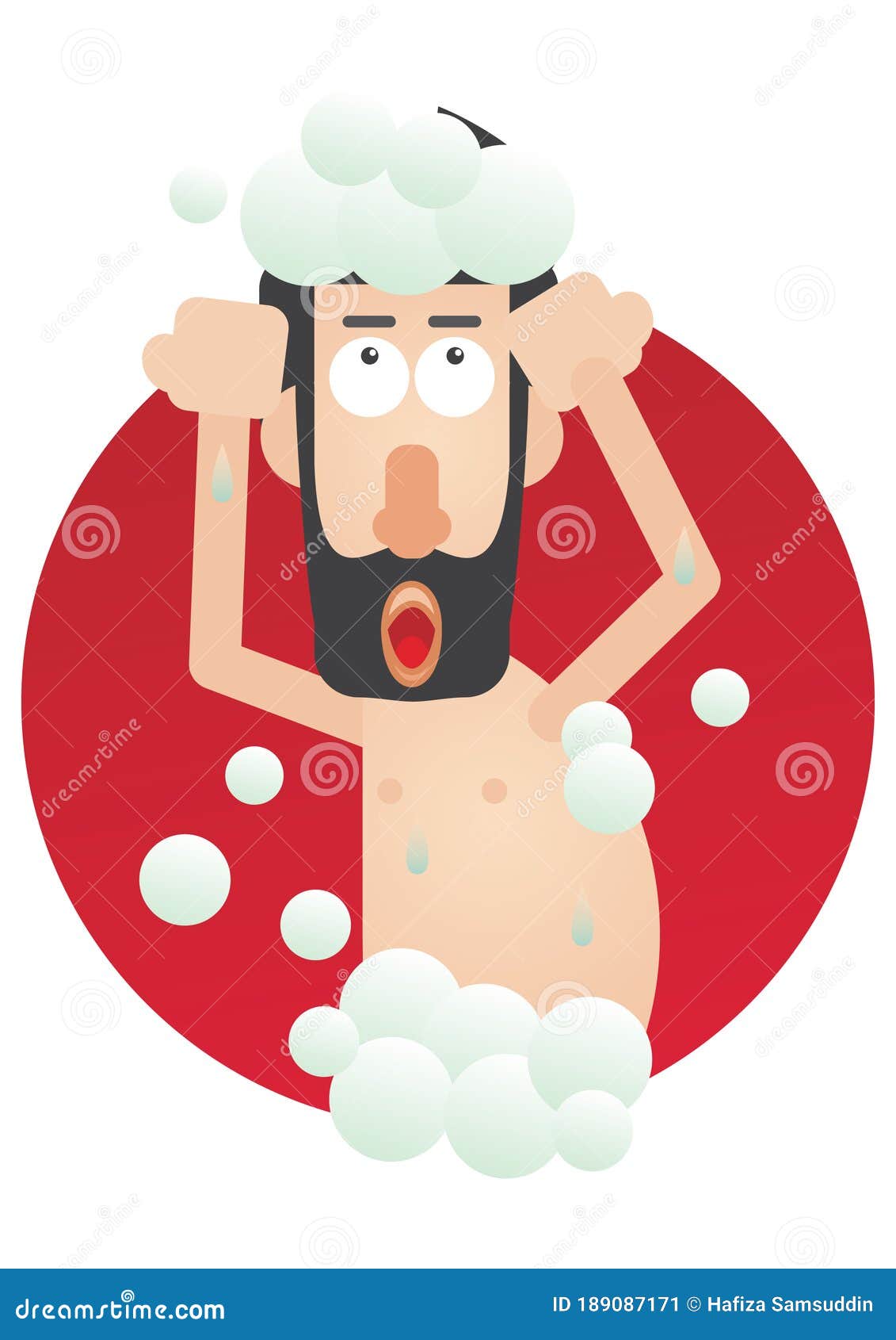 Man Taking A Shower Vector Illustration Decorative Design Stock Vector
