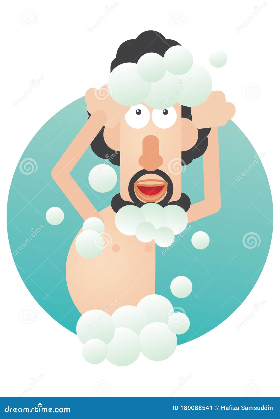 Man Taking a Shower. Vector Illustration Decorative Design Stock Vector ...