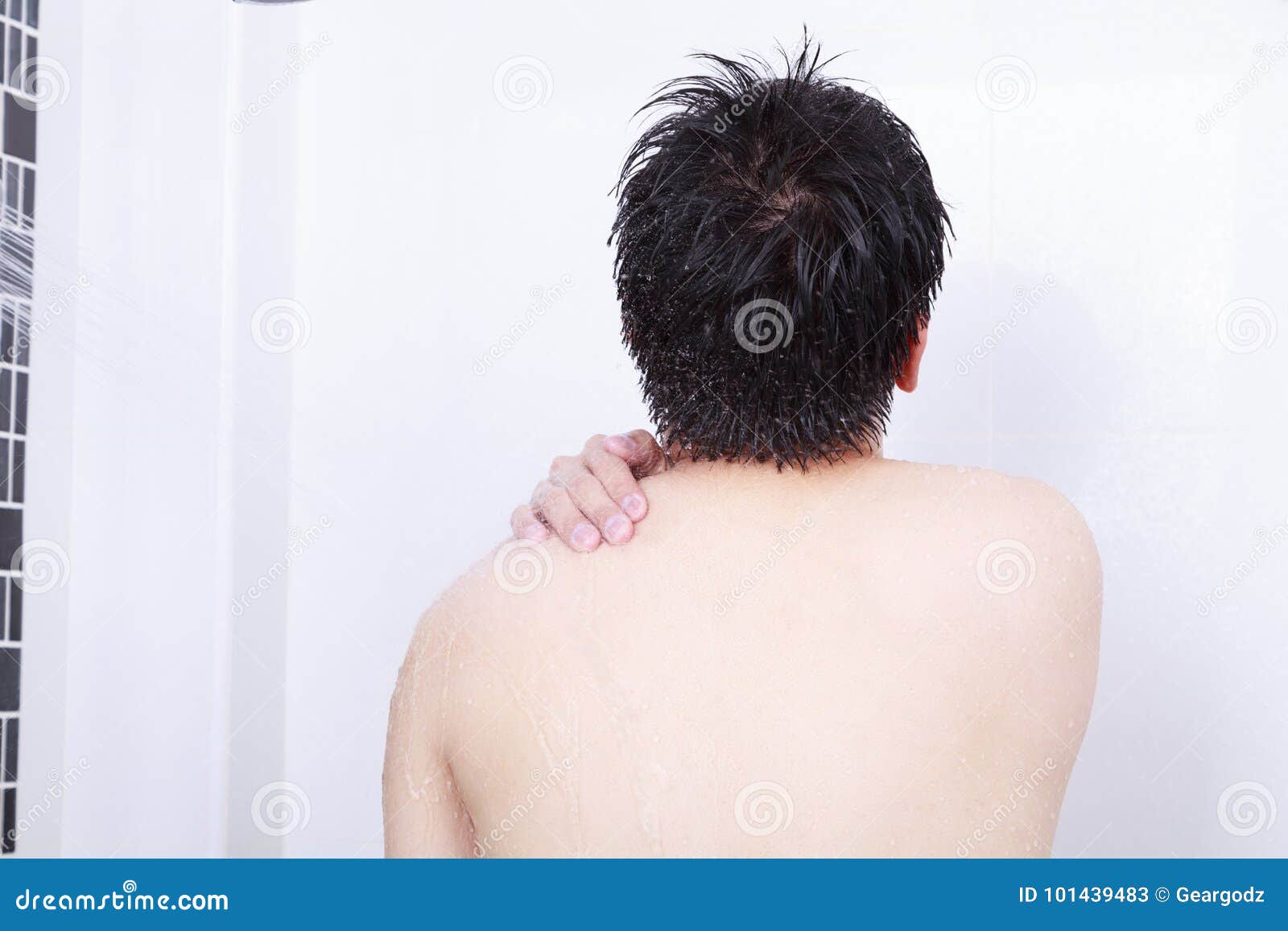 Man are Taking Shower and Washing in Bathroom Stock Image - Image of ...