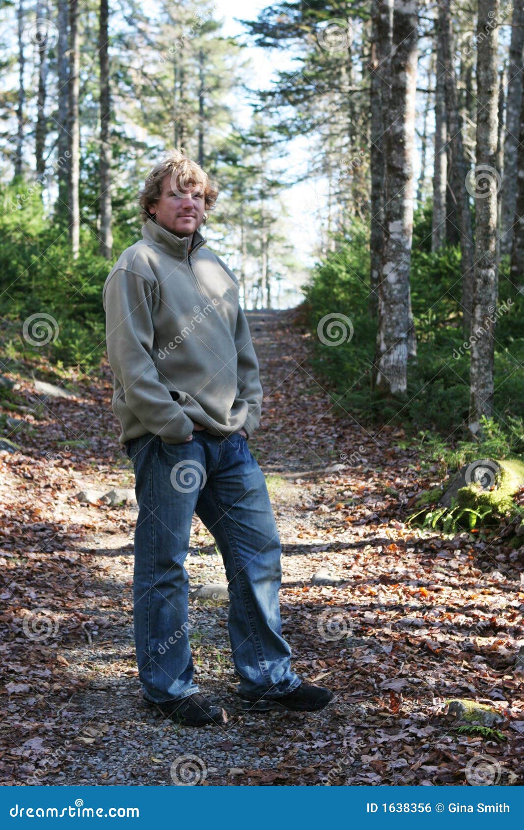 Man Taking a Walk in a Forest Stock Photo - Image of expression ...