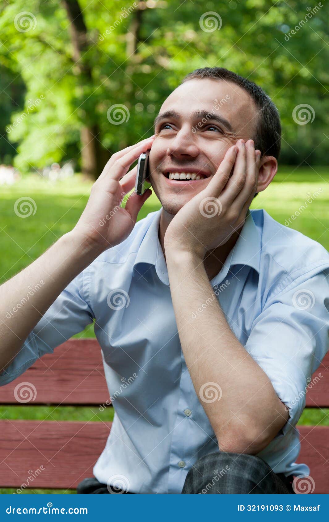 Man Talk by Phone in the Park Stock Image - Image of lifestyles, nature ...