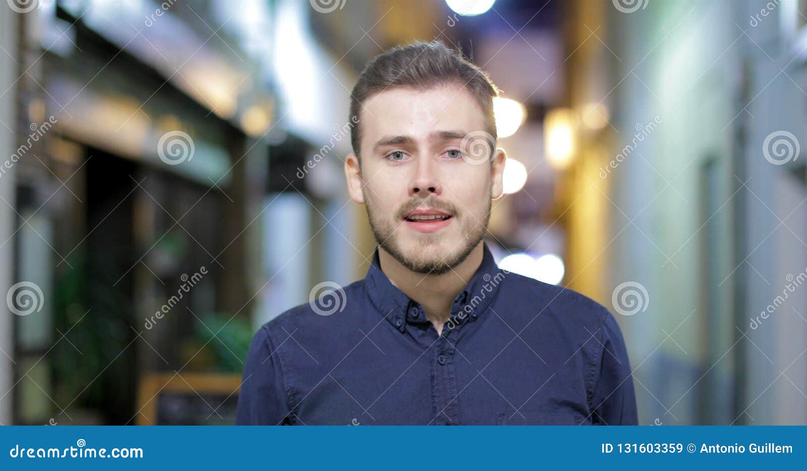 Man Talking at Camera in the Night Stock Video - Video of person ...