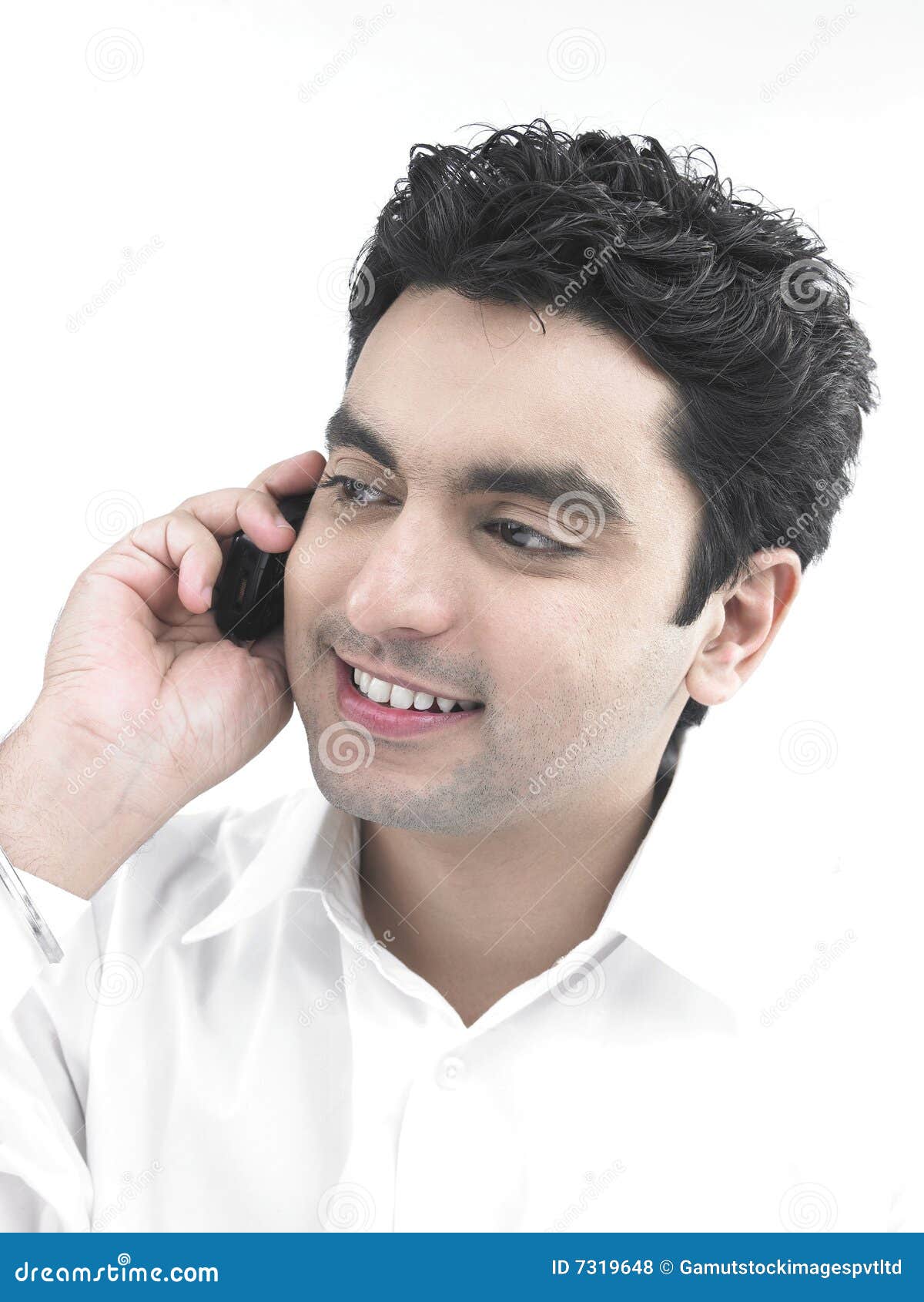 Man Talking on His Cell Phone Stock Photo - Image of audio, clean: 7319648
