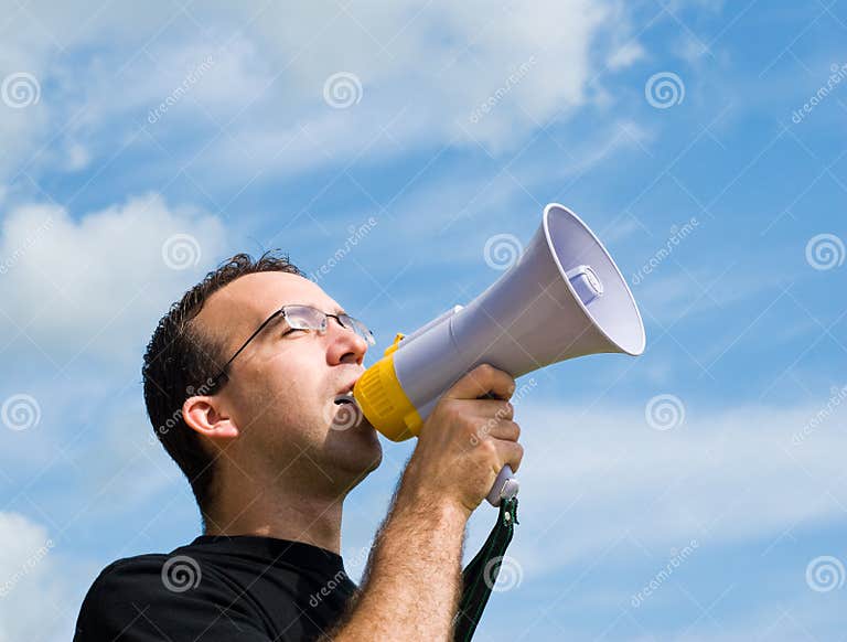 Man Talking into Megaphone stock image. Image of concept - 10746255
