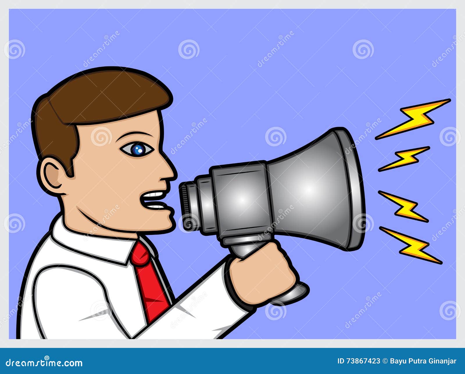 Man talking with megaphone stock vector. Illustration of megaphone ...